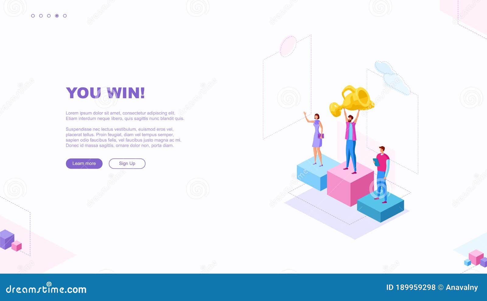 You Win Page Concept. Victory. Goal Achievment. Challenge. Cup Reward ...