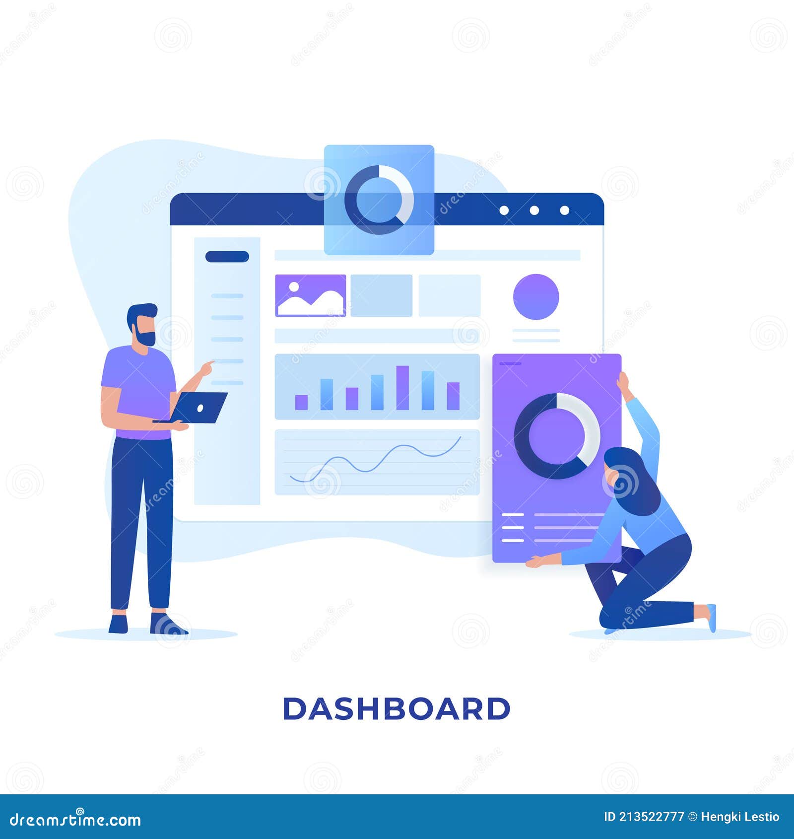 Flat Illustration Admin Dashboard Design Concept Stock Vector ...