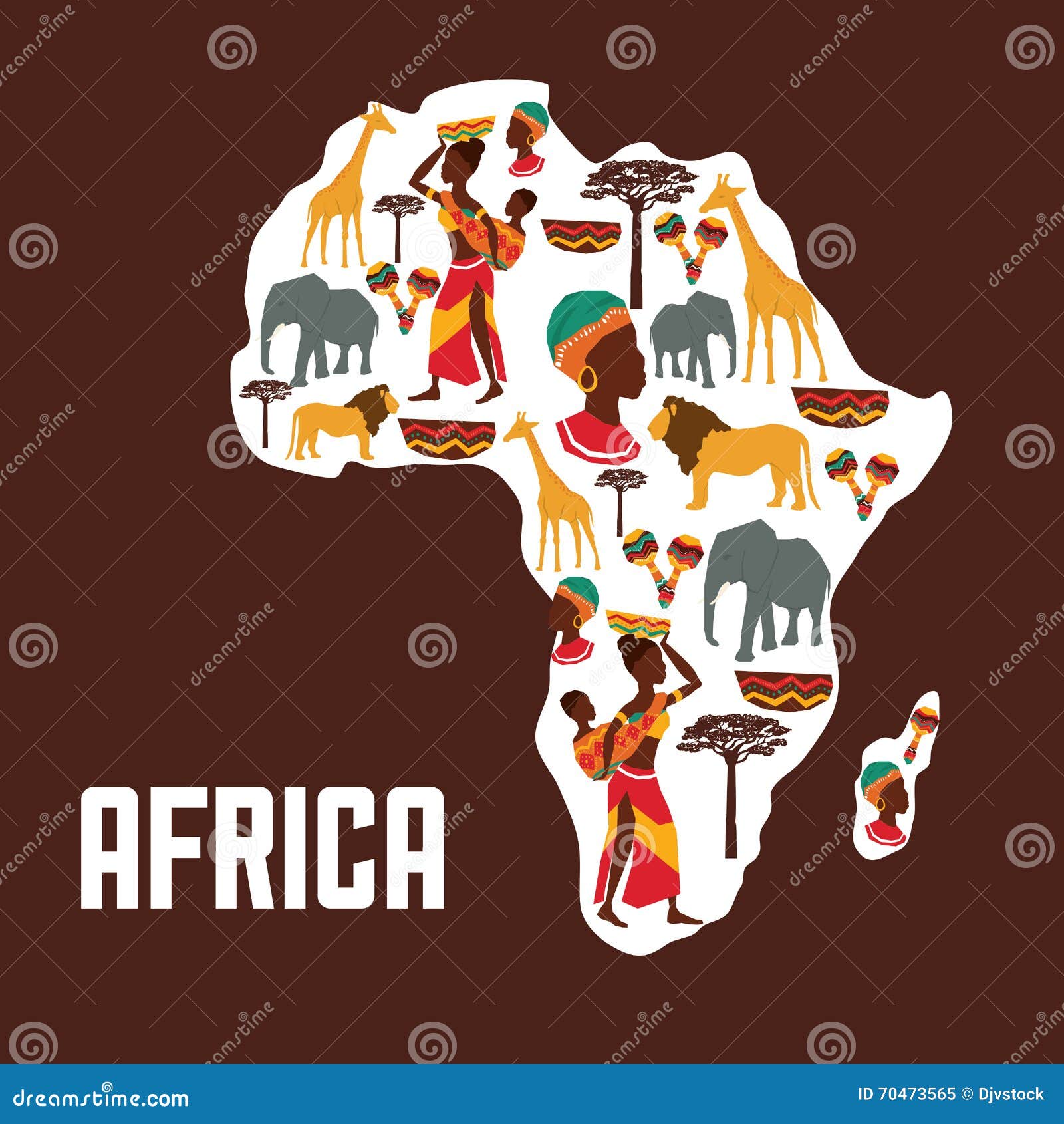 Flat Illustration about Africa Design Stock Vector - Illustration of ...