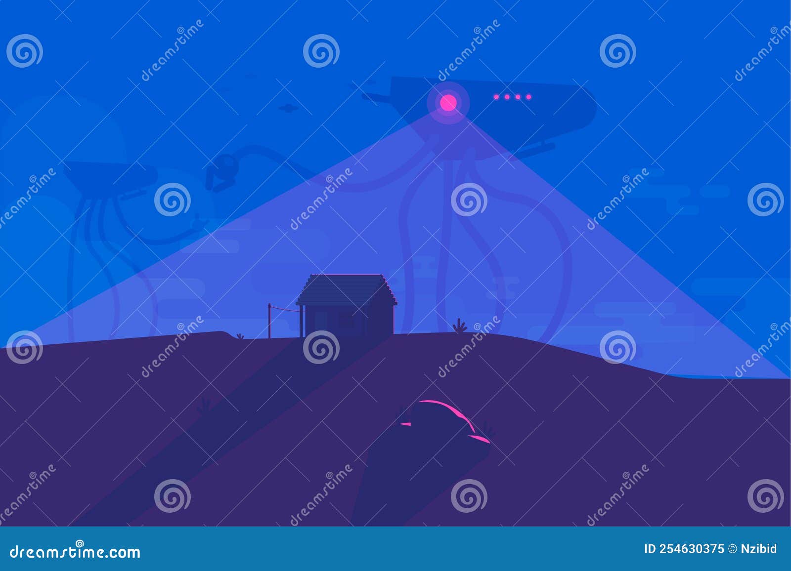 Flat Illustration of Alien Attack Concept Art Stock Vector ...