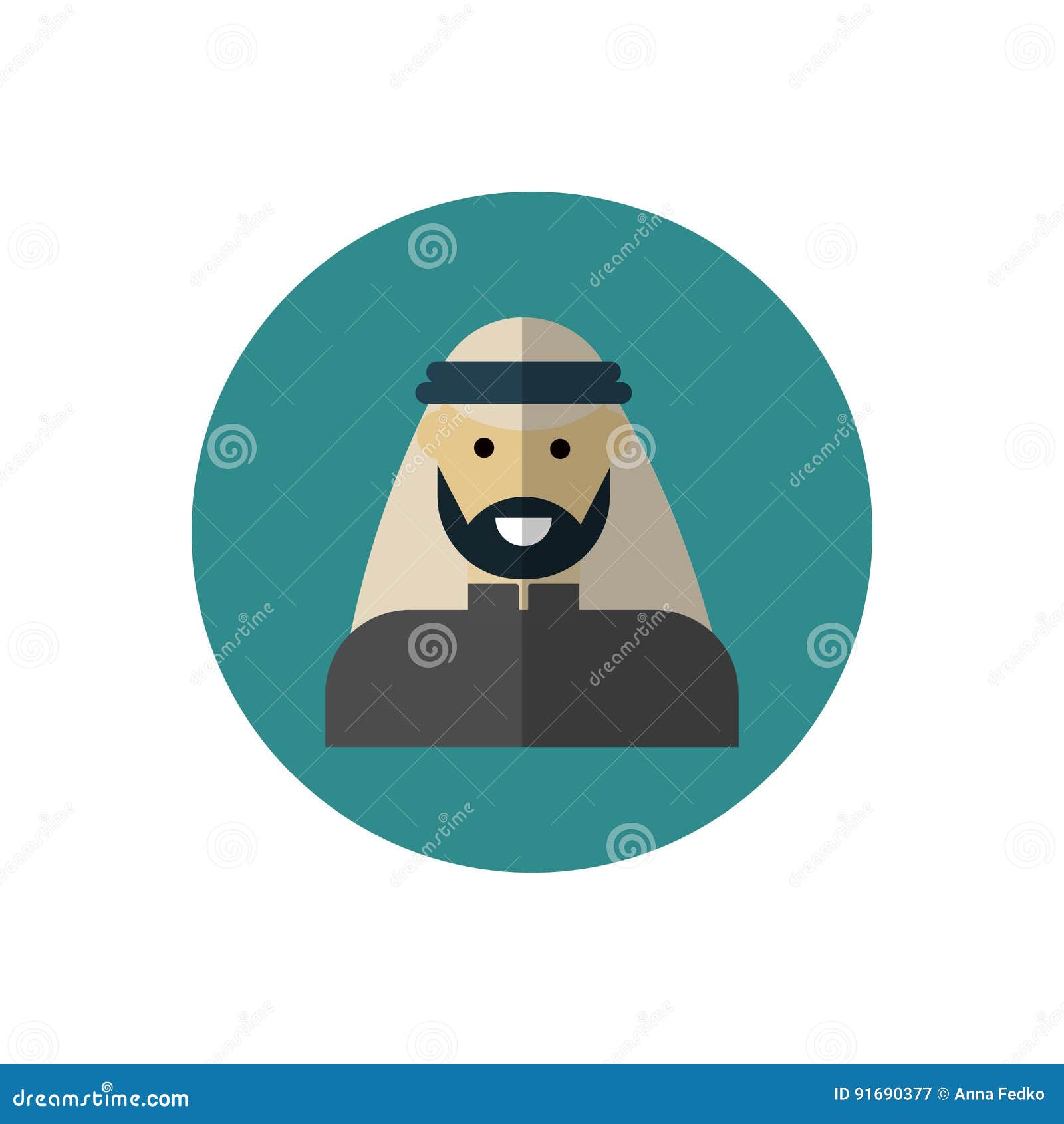 Flat Illustration of a Arabic Man Icon Stock Vector - Illustration of ...