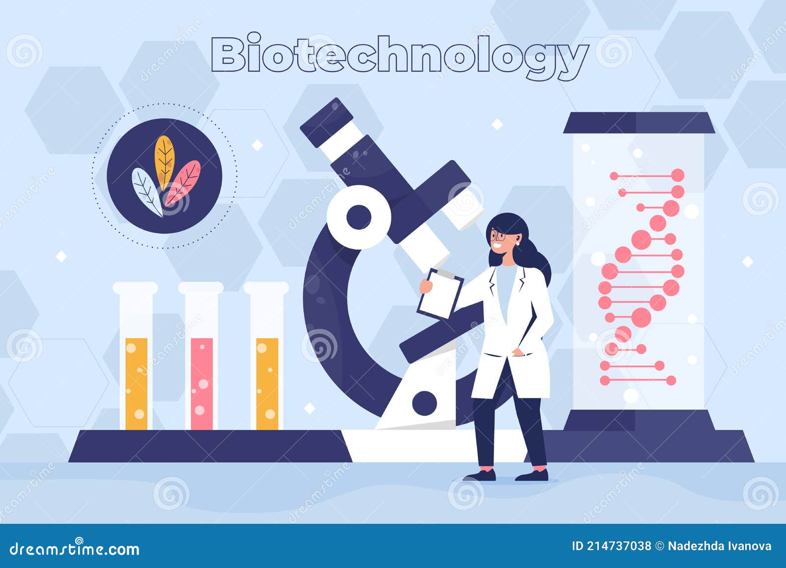 Flat Illustration Biotechnology Concept Vector Illustration. Stock ...