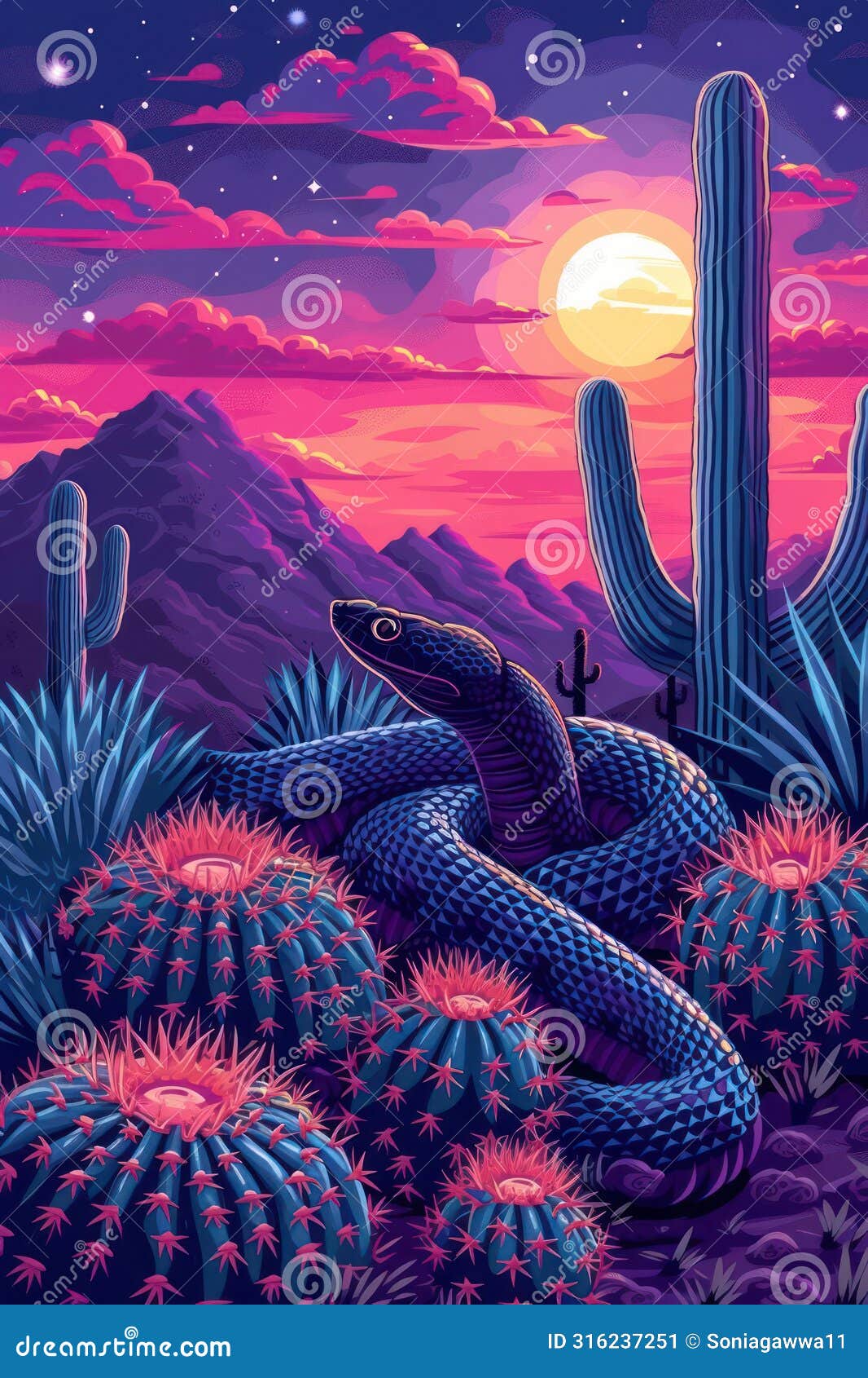 Flat Illustration of Black Mamba with Calming Colors Stock Illustration ...