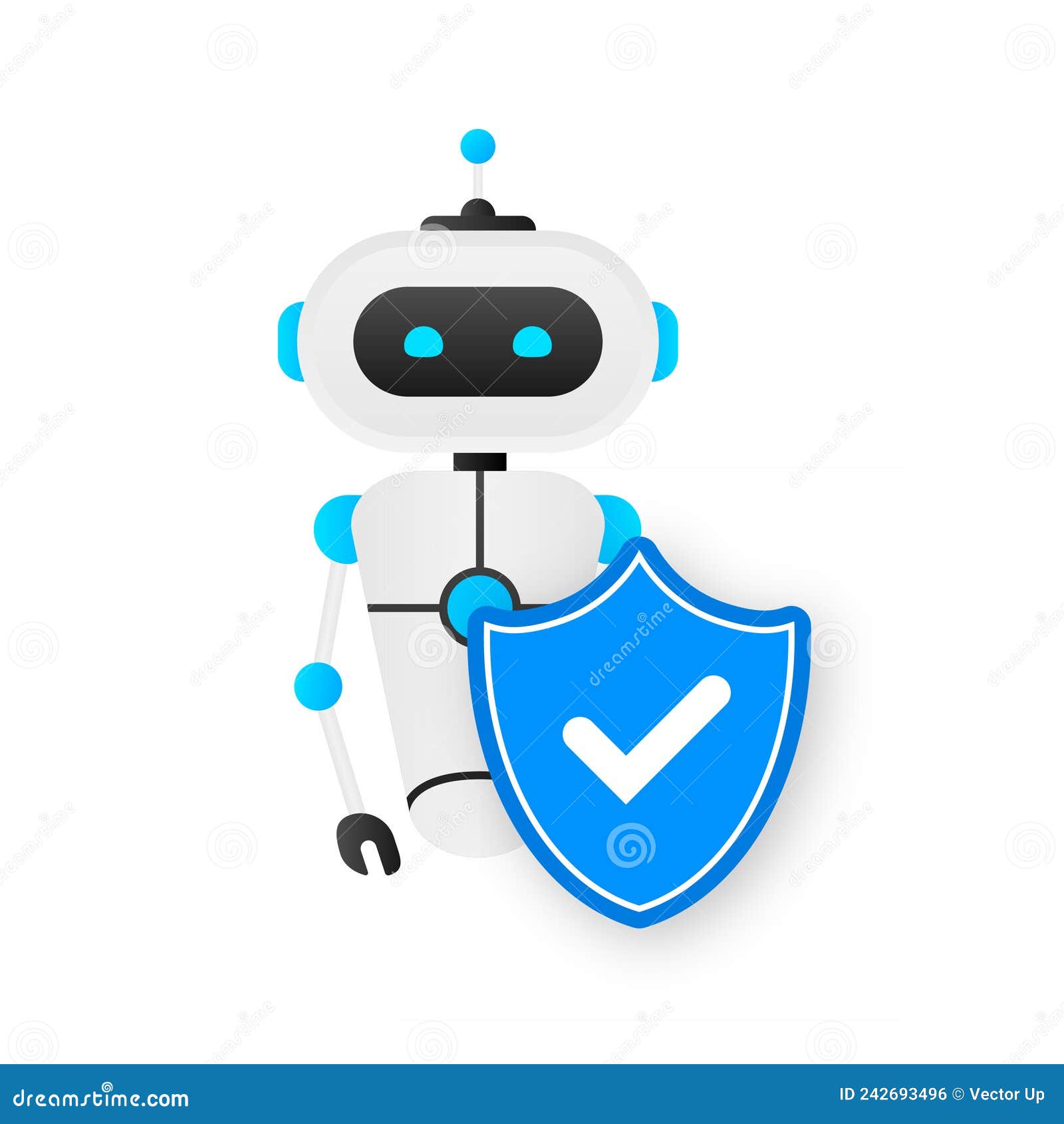 Flat Illustration with Blue Bot. Customer Support Help Service Flat ...