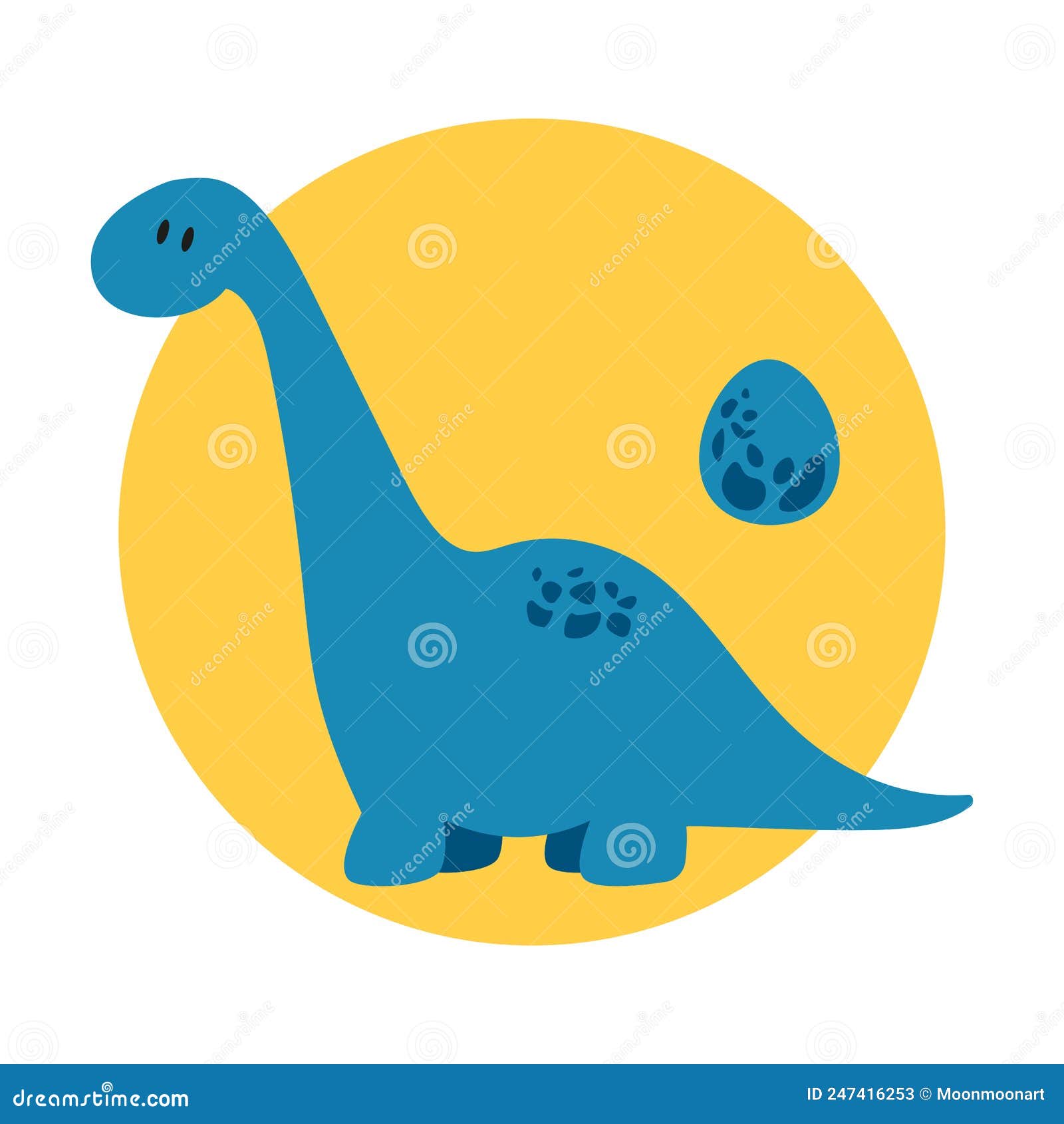Flat Illustration of Blue Diplodocus Dinosaur. Stock Vector ...