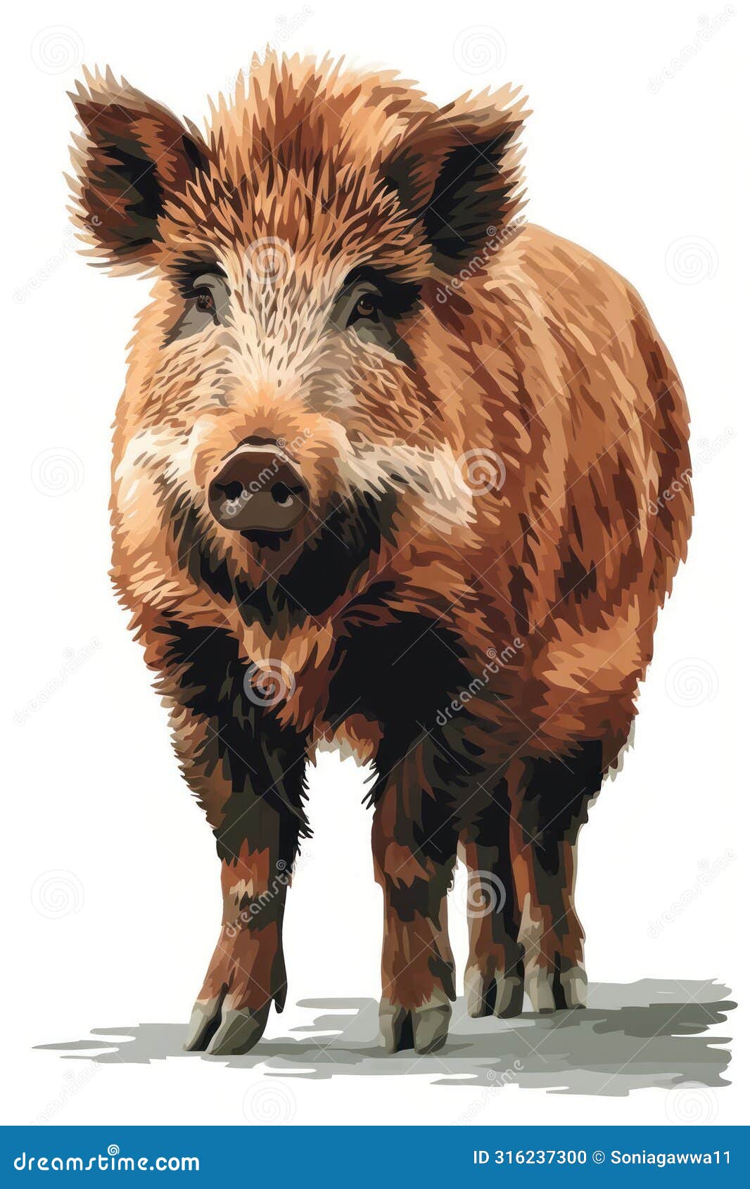 Flat Illustration of Boar with Calming Colors Stock Illustration ...