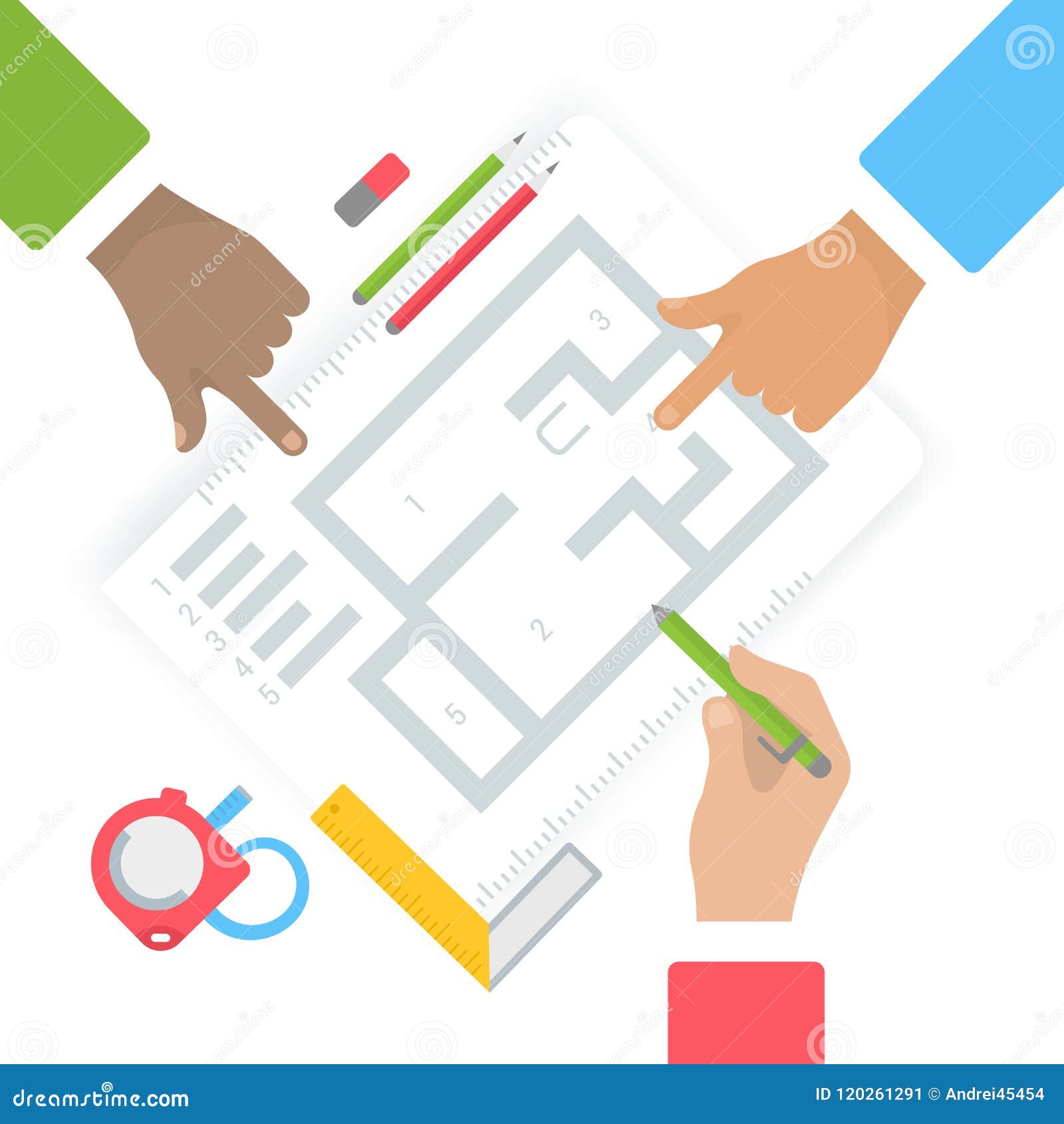 Flat Illustration of Building Project Development. Stock Illustration ...