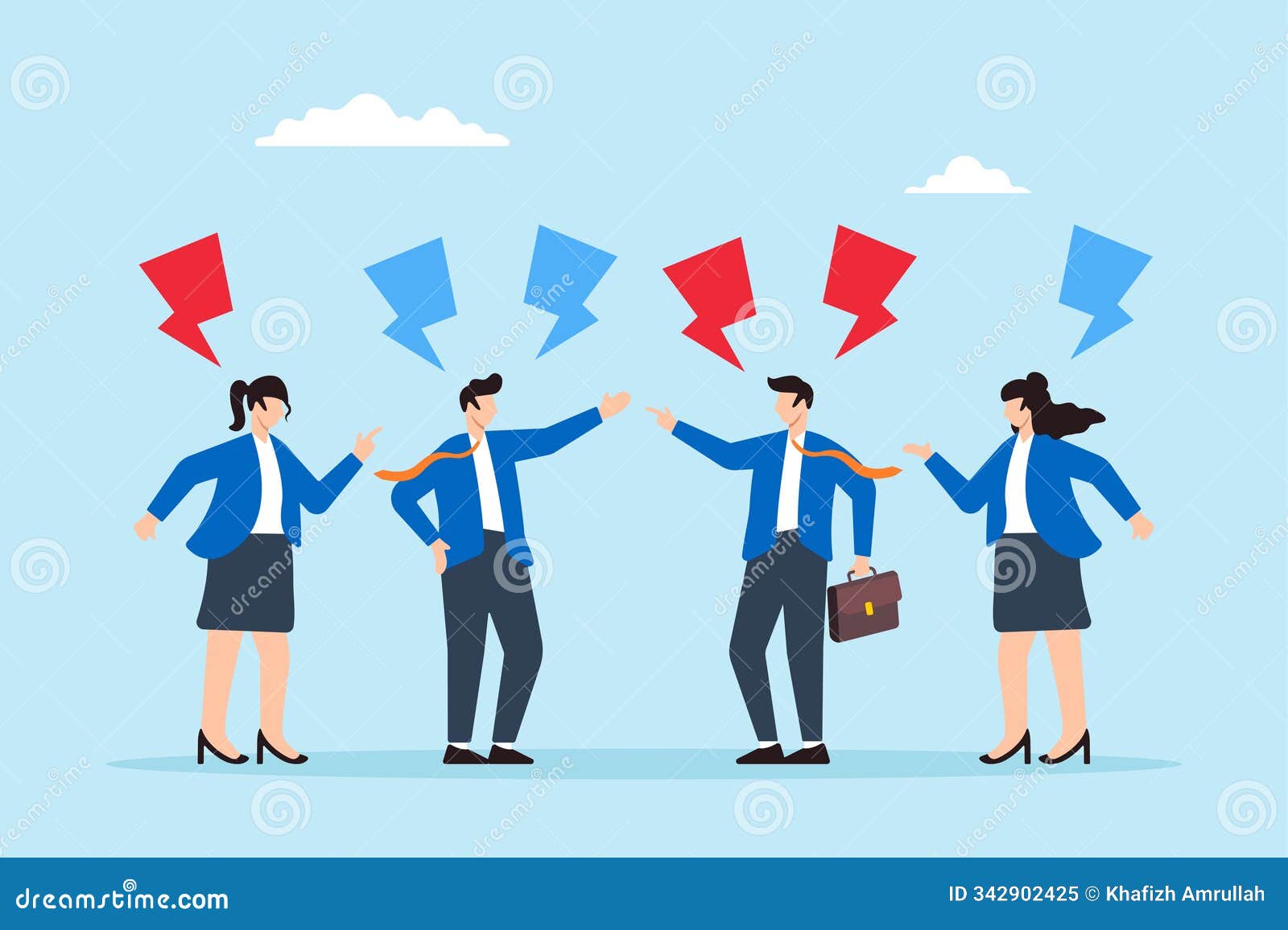 Flat Illustration of Business Colleagues Arguing Work Disagreement ...