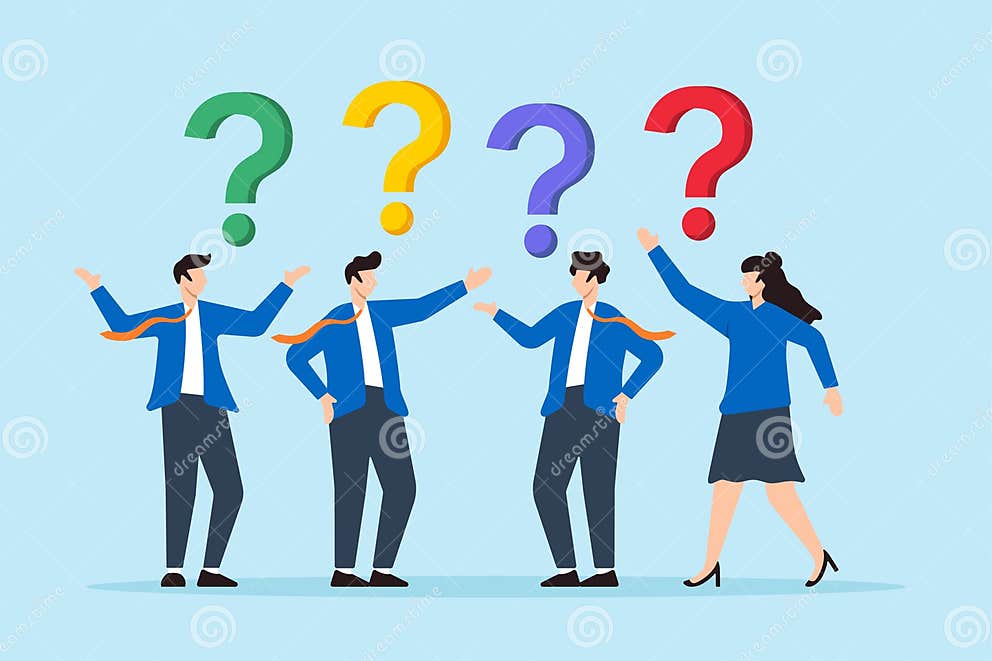 Flat Illustration of Business People Ask with Question Mark Signs ...
