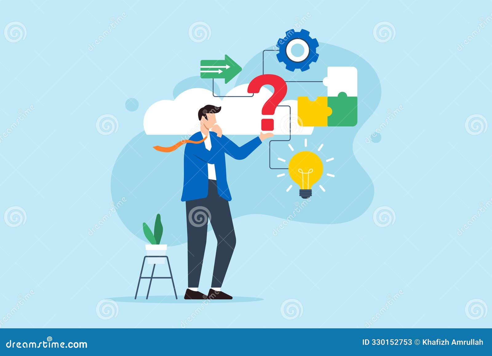 Flat Illustration Of Businessman Evaluating Question Mark Symbol For ...