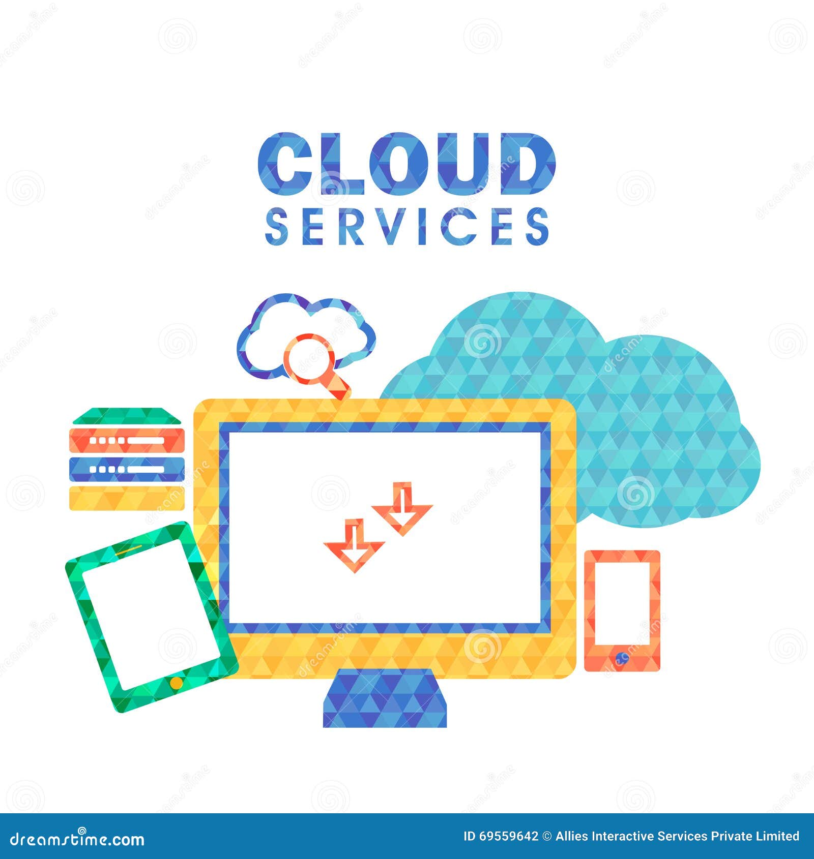 Flat Illustration for Cloud Service Concept. Stock Illustration ...