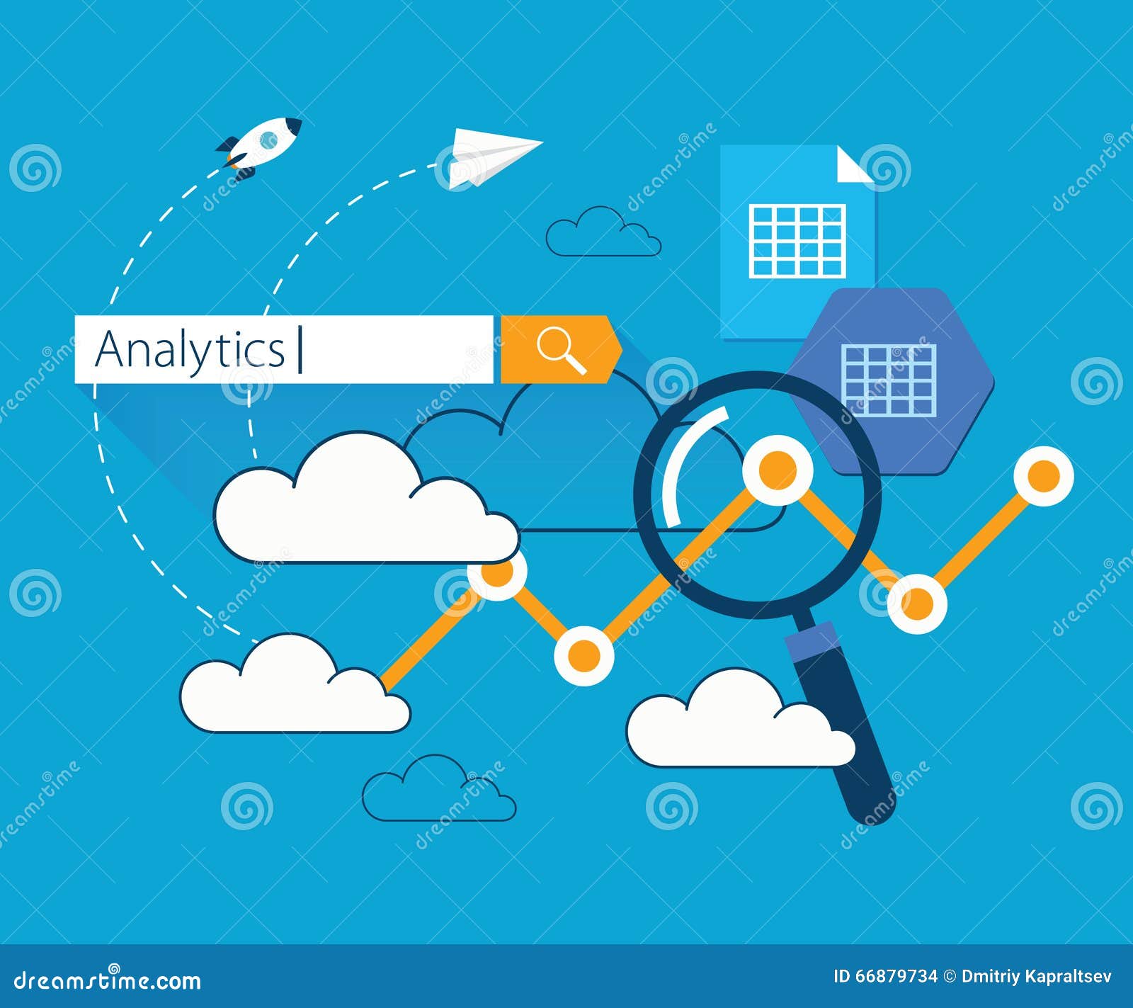 Flat Illustration Clouds Data Analytics Stock Vector - Illustration of ...