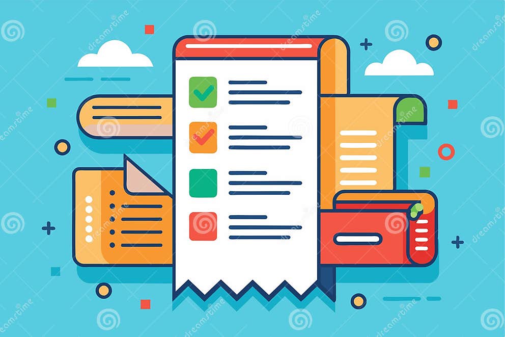 A Flat Illustration of a Customizable Receipt with Checkboxes and a ...