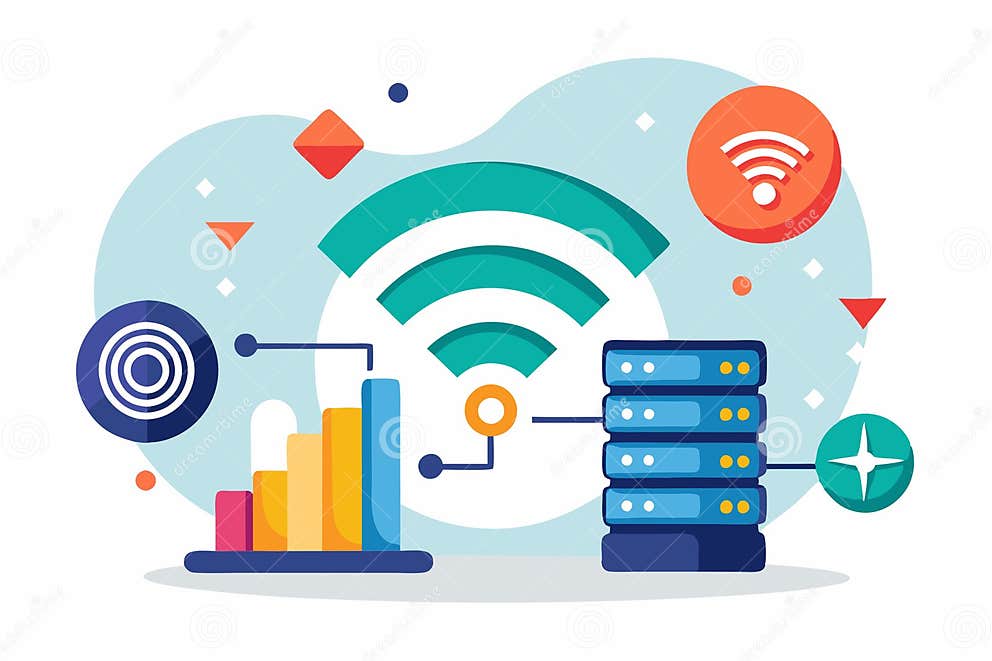 A Flat Illustration Depicting Wi-Fi Setup Alongside Data Installation ...