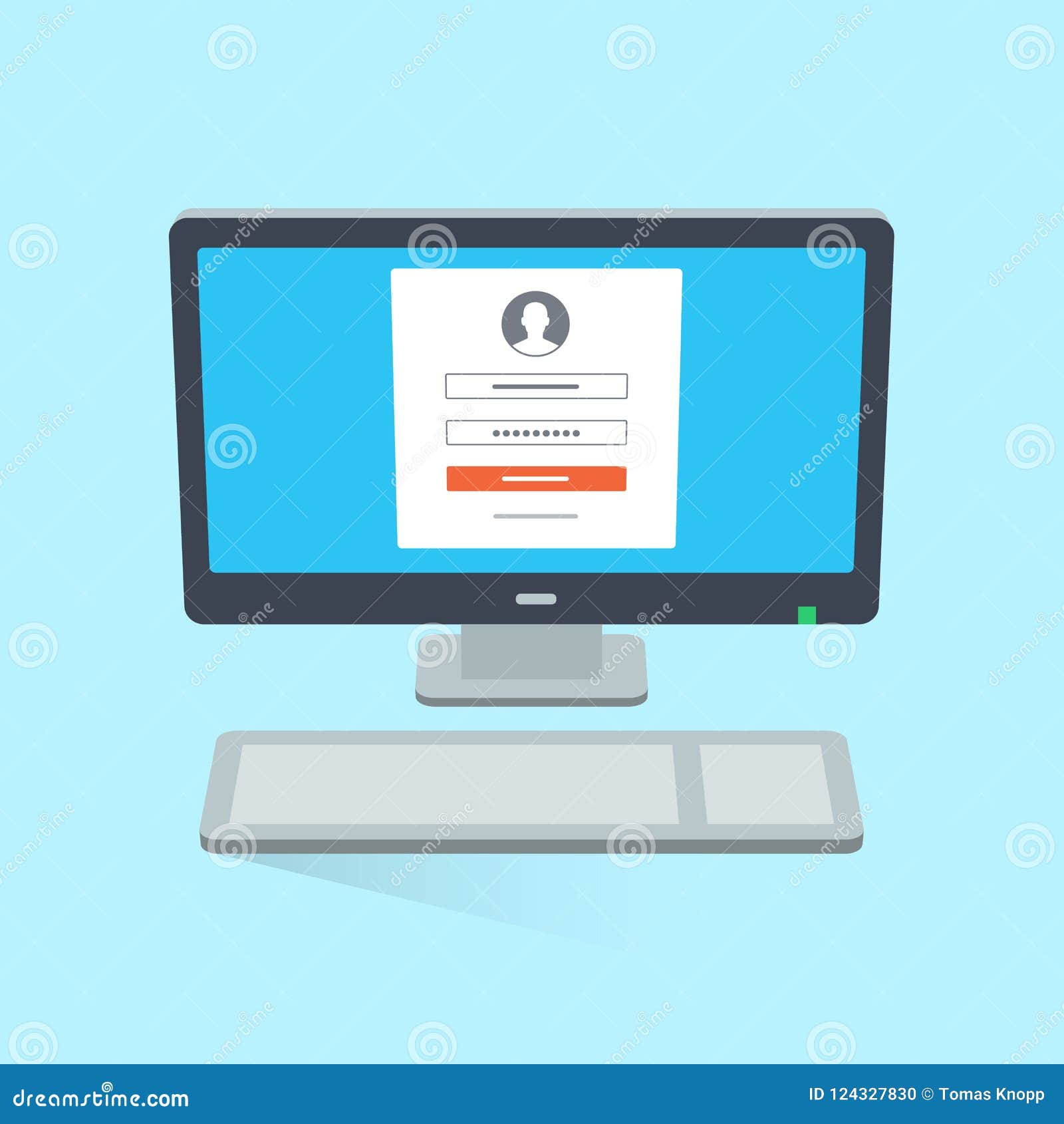Flat Illustration of Desktop Computer with Login Screen Stock Vector ...