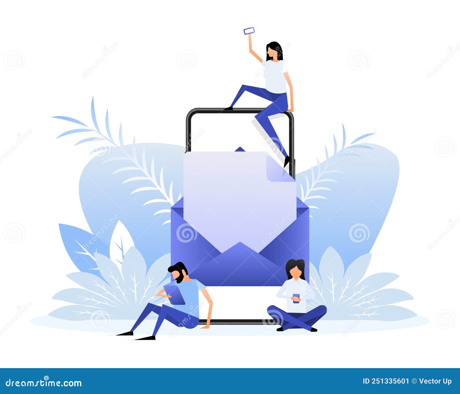 Flat Illustration with Envelope People for Banner Design. Vector ...