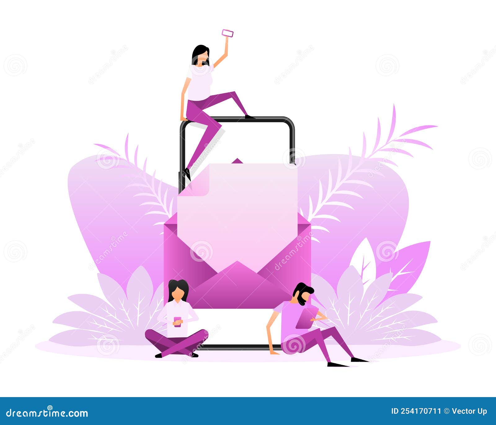 Flat Illustration with Envelope People for Banner Design. Vector ...