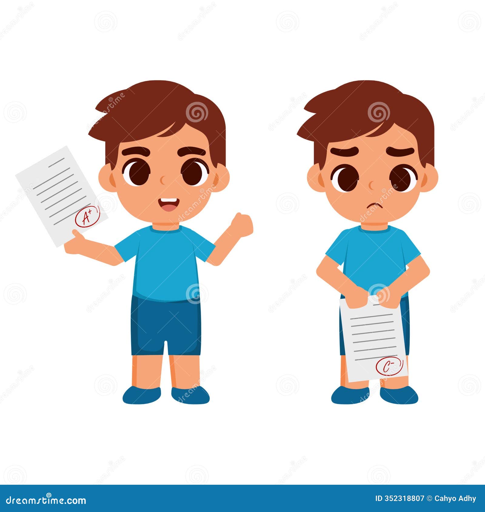 Flat Illustration Expression Of Children Getting Satisfactory Grades ...