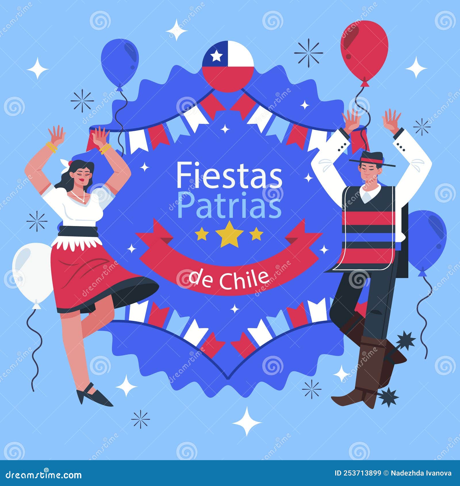 Flat Illustration For Fiestas Patrias Chile Vector Illustration ... Flat Illustration For Fiestas Patrias Chile Vector Illustration ...