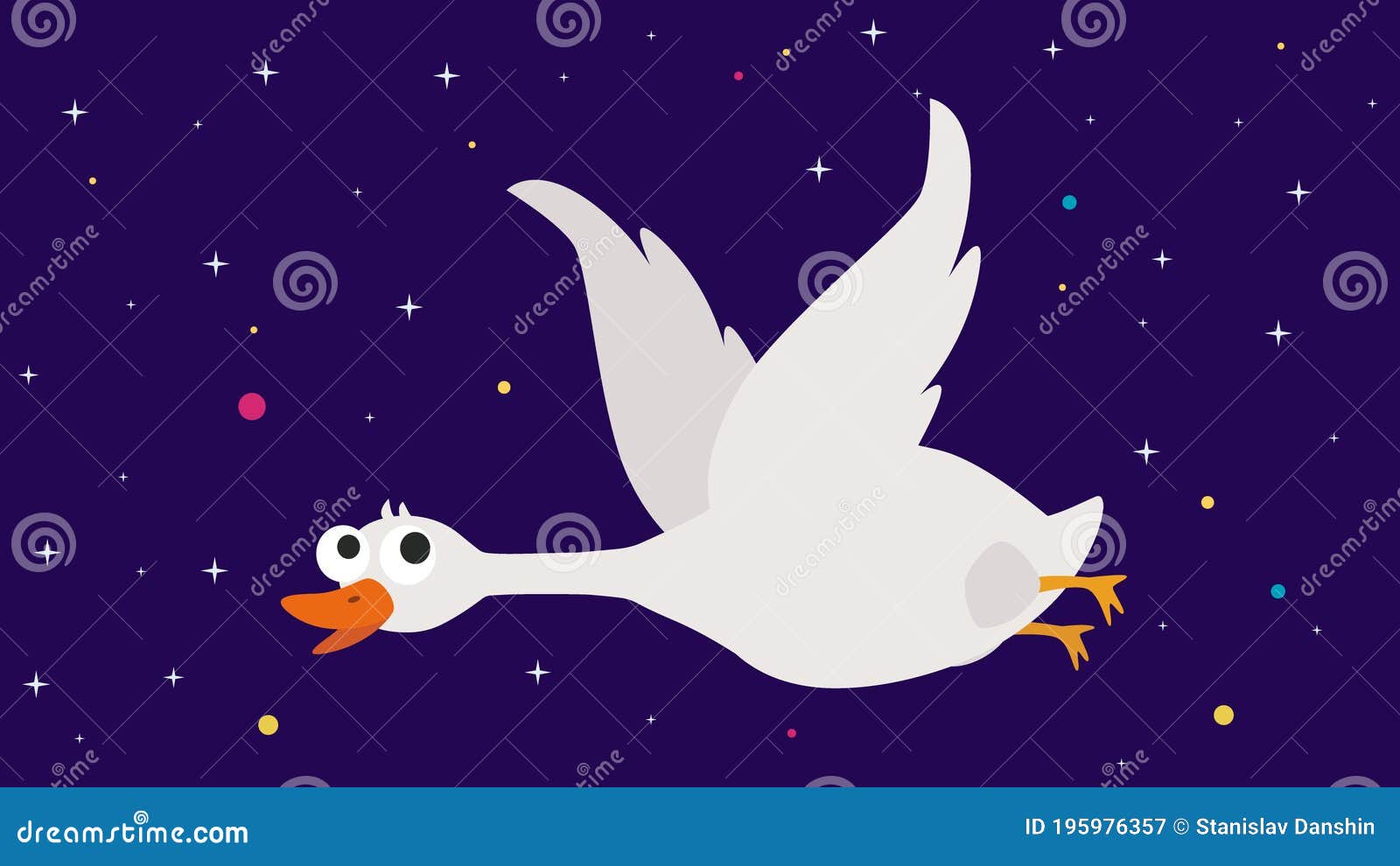 Flat Illustration of Flying Goose with Wings Vector Icon for Web Design ...