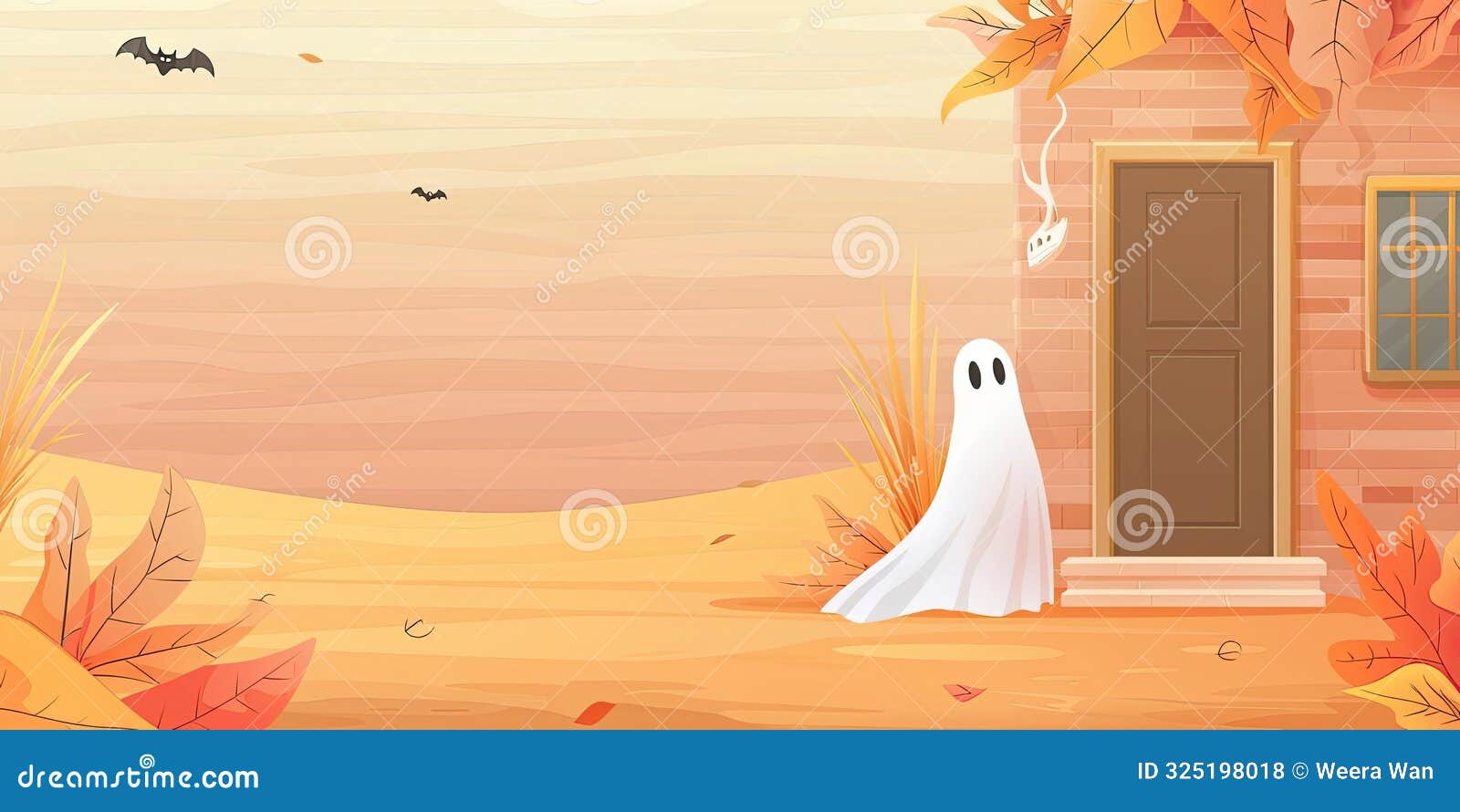 A Flat Illustration of Ghost Flat Design Side View Spooky Theme ...