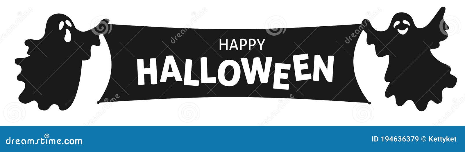 Flat Illustration with Ghosts on White Background for Banner Design ...