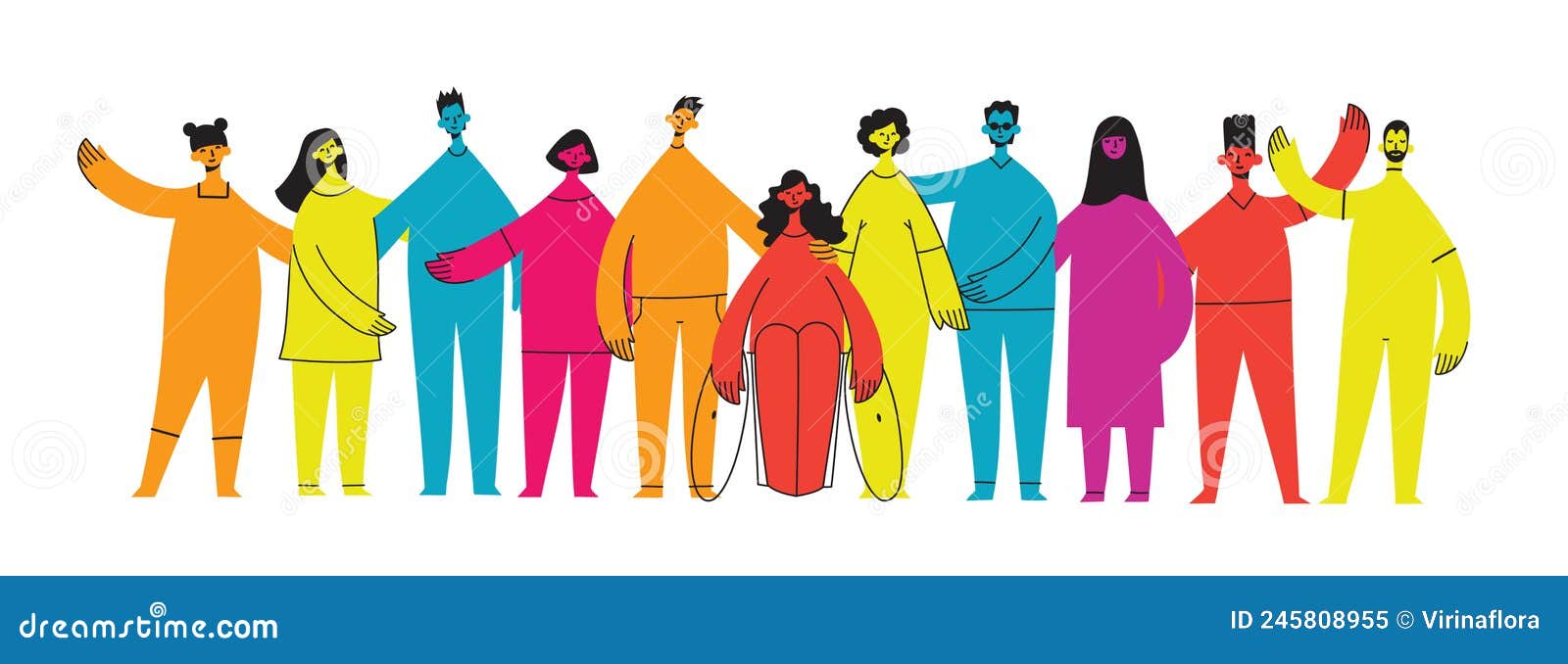 Flat Illustration of a Group Containing Inclusive and Diversified ...