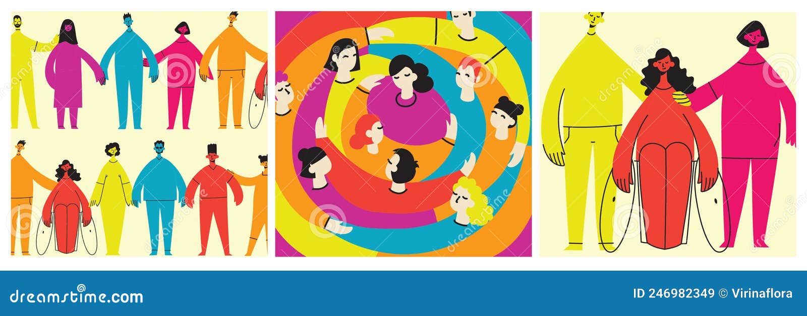 Flat Illustration of a Group Containing Inclusive and Diversified ...