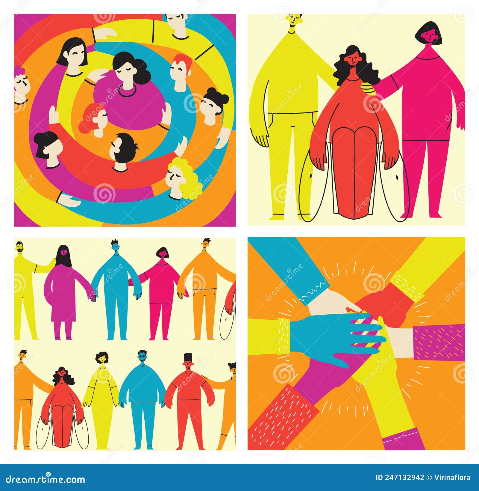 Flat Illustration of a Group Containing Inclusive and Diversified ...