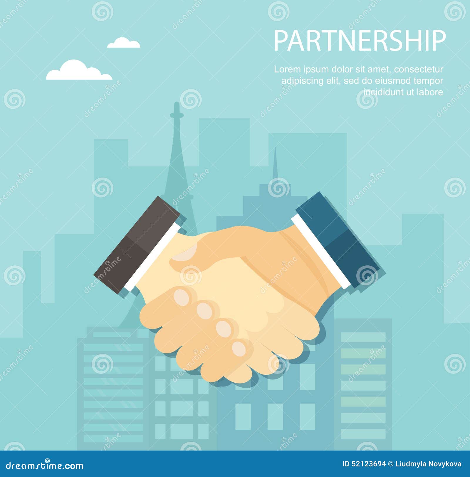 Flat Illustration of Handshake. Partnership Stock Vector - Illustration ...