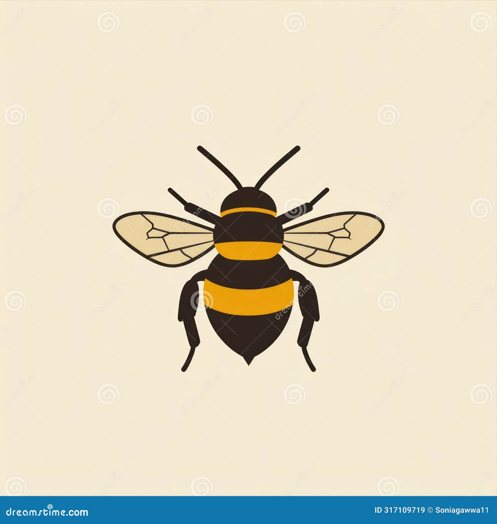 Flat Illustration Line Art Minimal Bee Black Line Stock Illustration ...