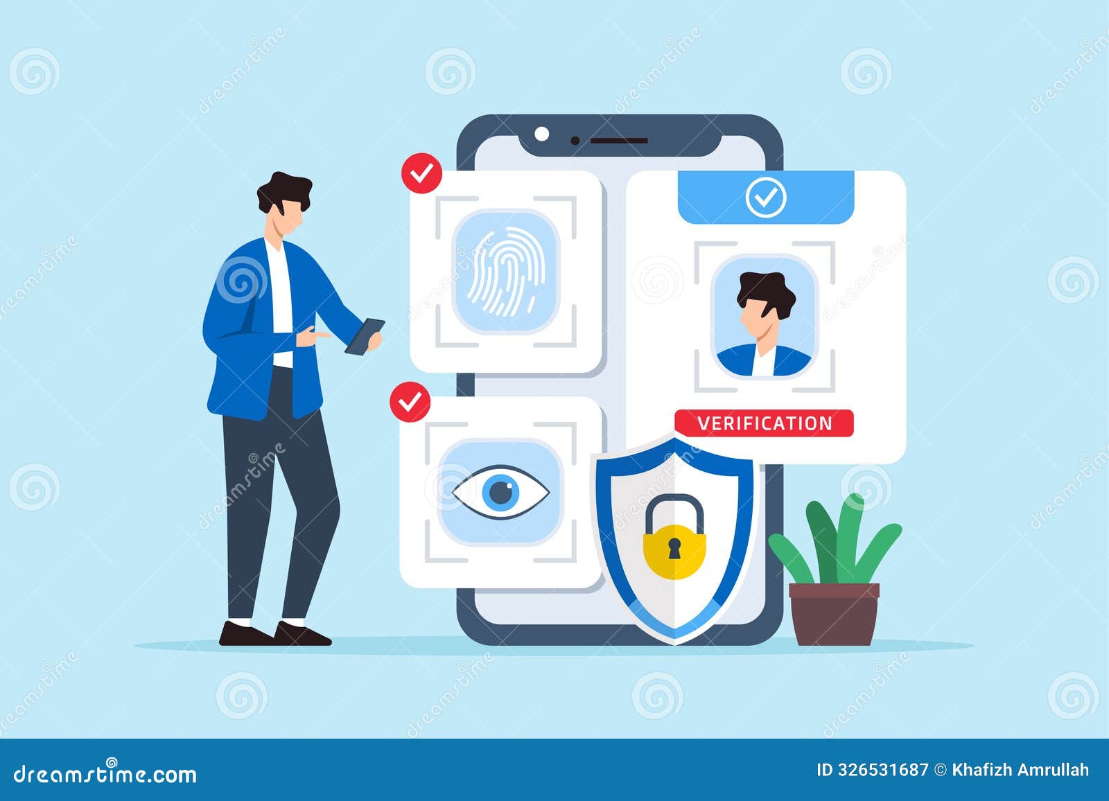 Flat Illustration of Man Managing Multi-factor Authentication To ... Flat Illustration of Man Managing Multi-factor Authentication To ...