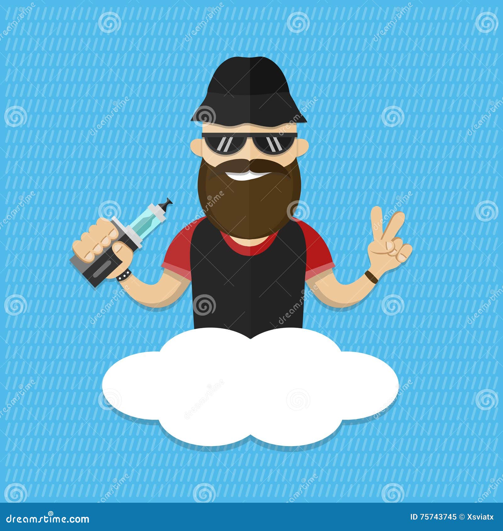 Flat Illustration of Man with Vape Character Stock Vector ...