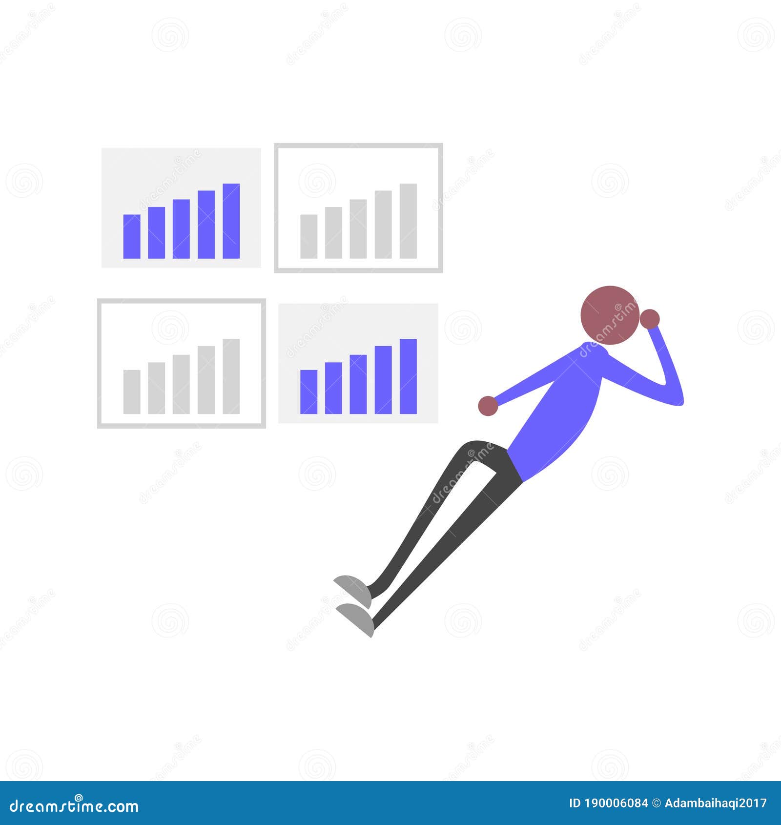 Man Monitoring Work Design Flat Illustration Stock Vector ...