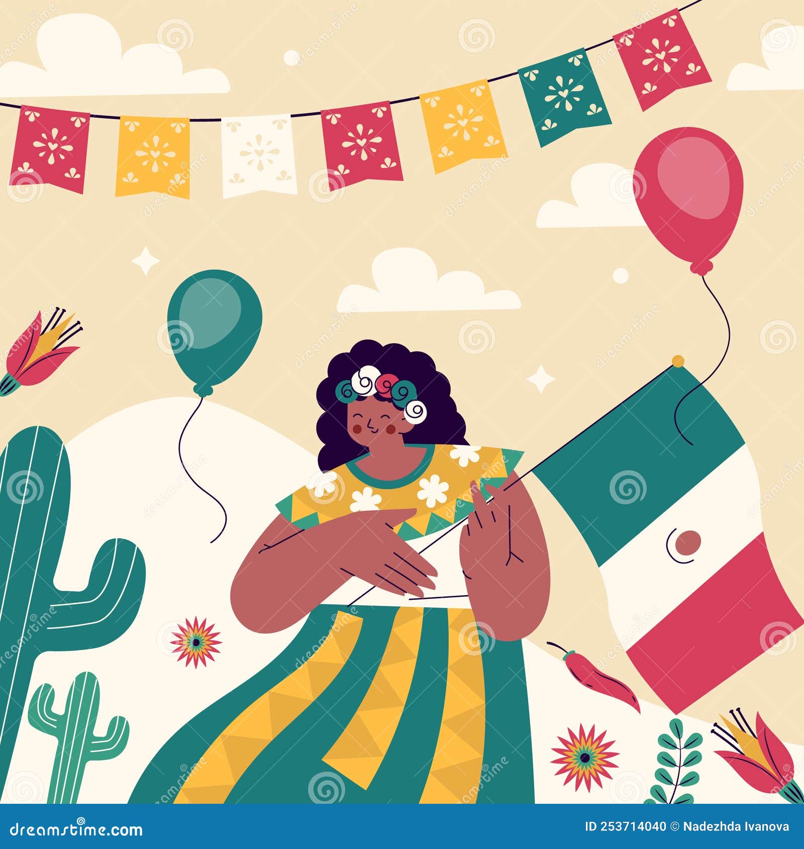 Flat Illustration for Mexico Independence Celebration Vector ...