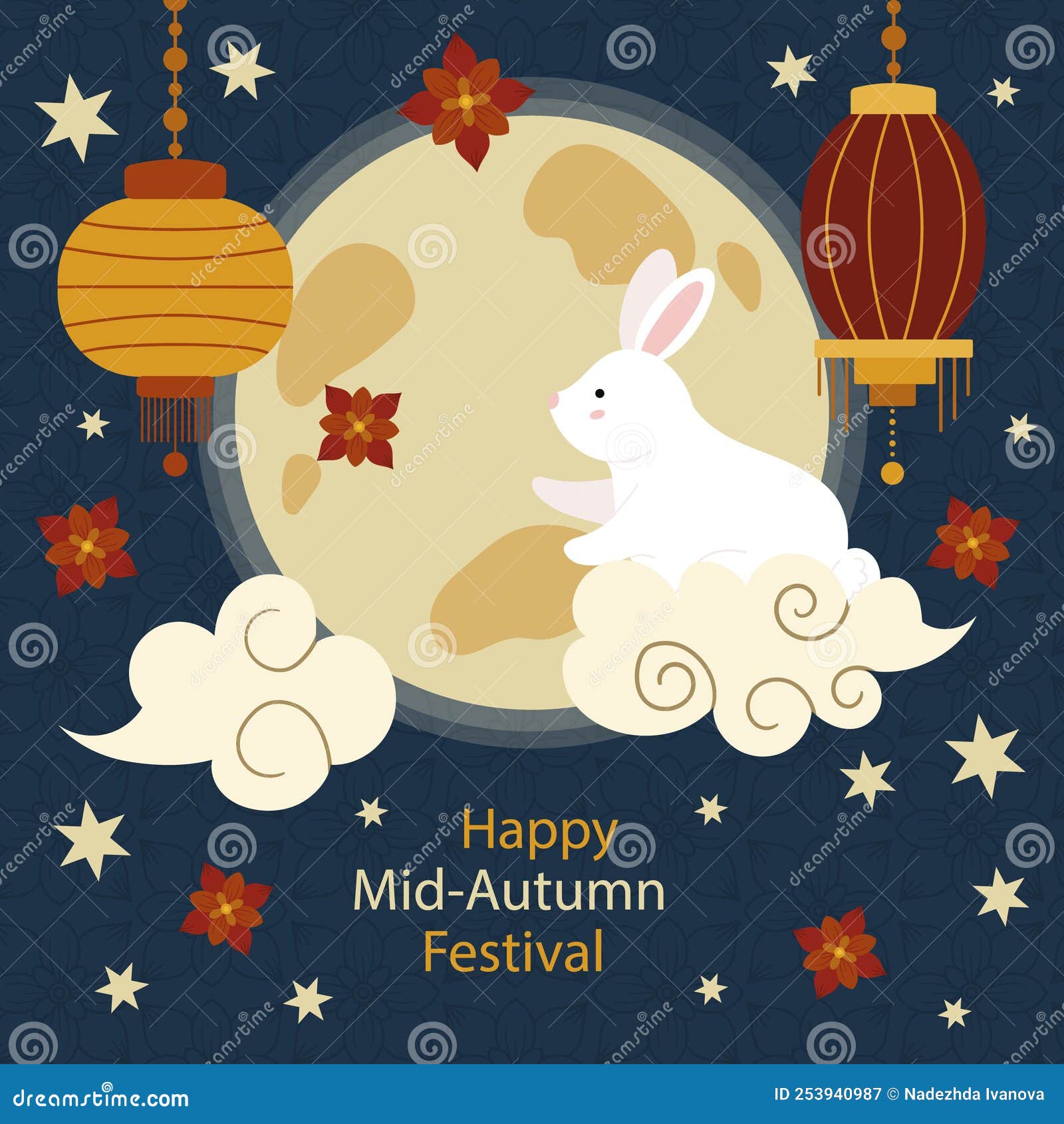 Flat Illustration for Mid Autumn Festival Celebration Vector ...