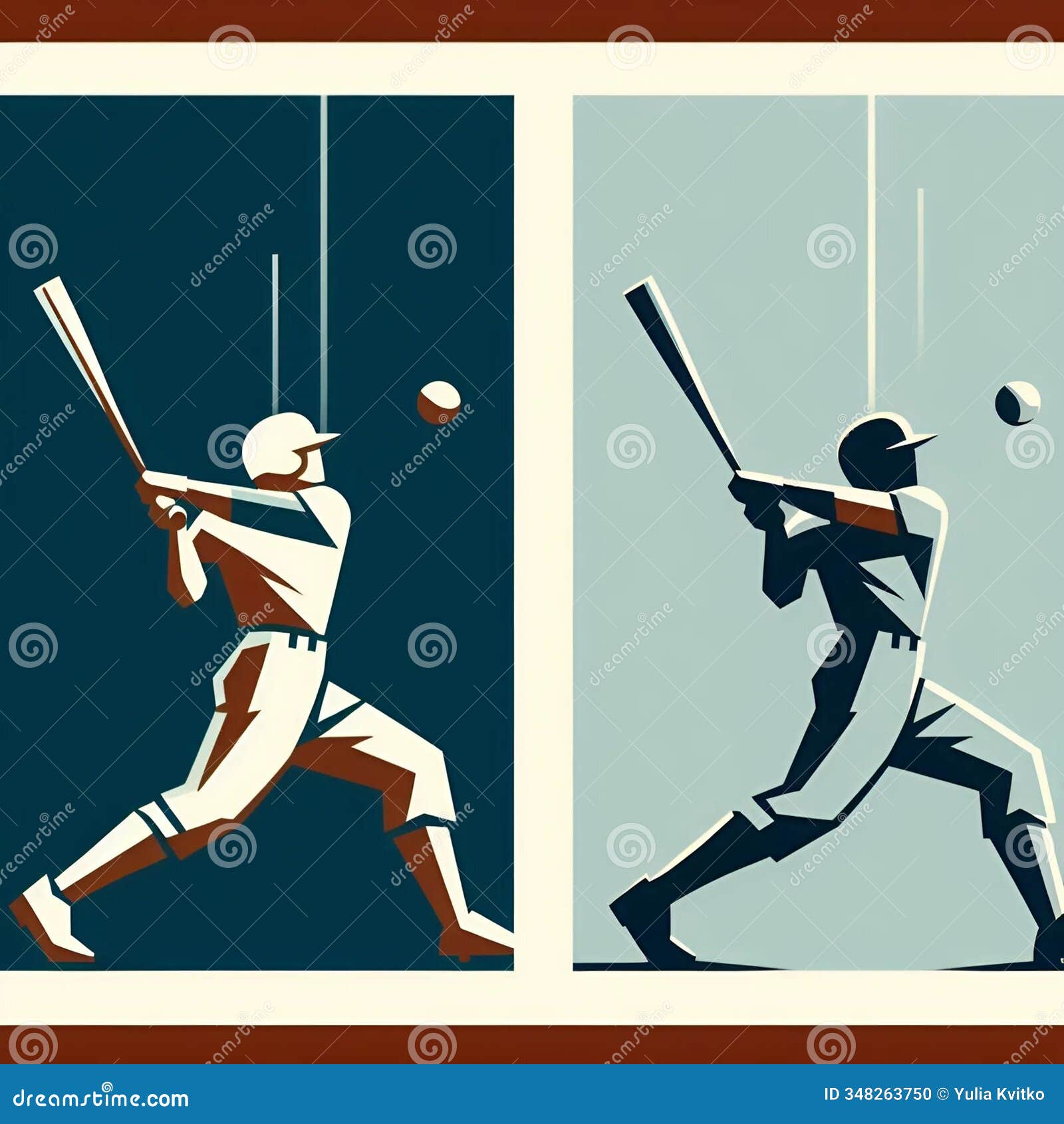 Flat Illustration of a Minimalist Baseball Poster, Using only Three ...