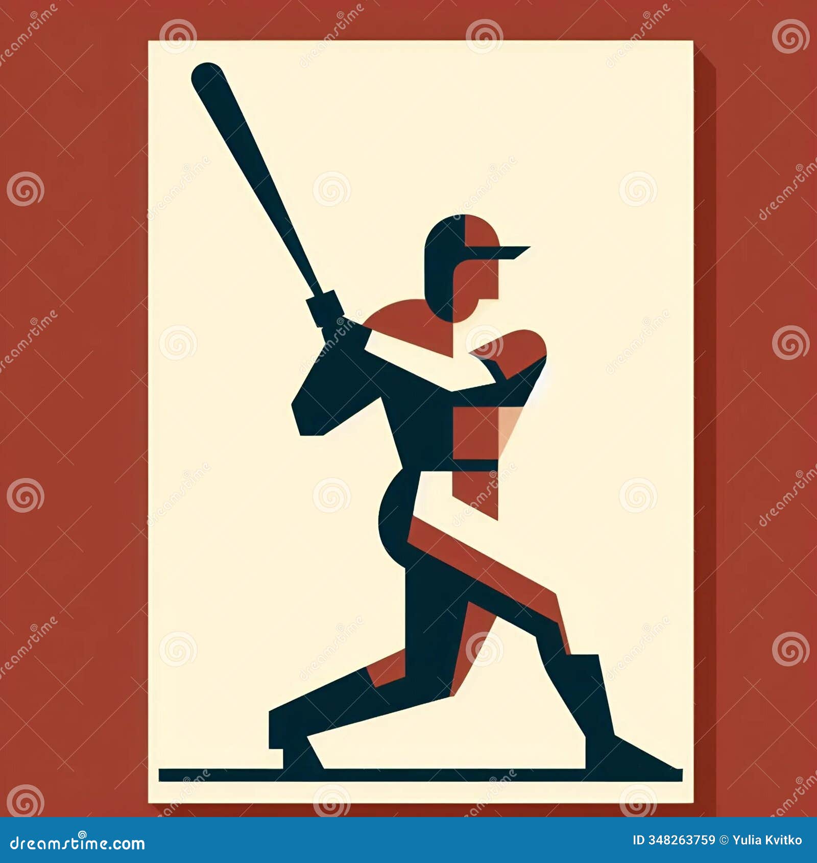 Flat Illustration of a Minimalist Baseball Poster, Using only Three ...