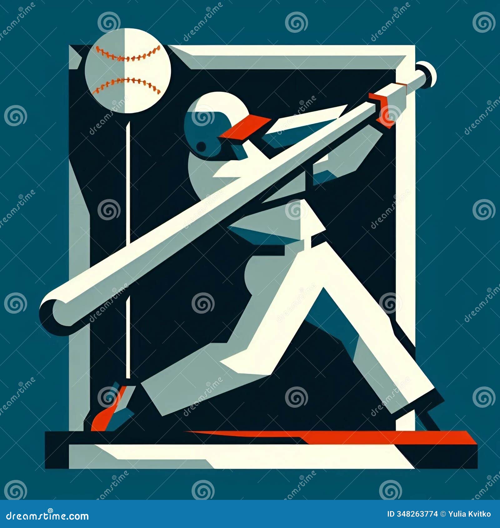 Flat Illustration of a Minimalist Baseball Poster, Using only Three ...