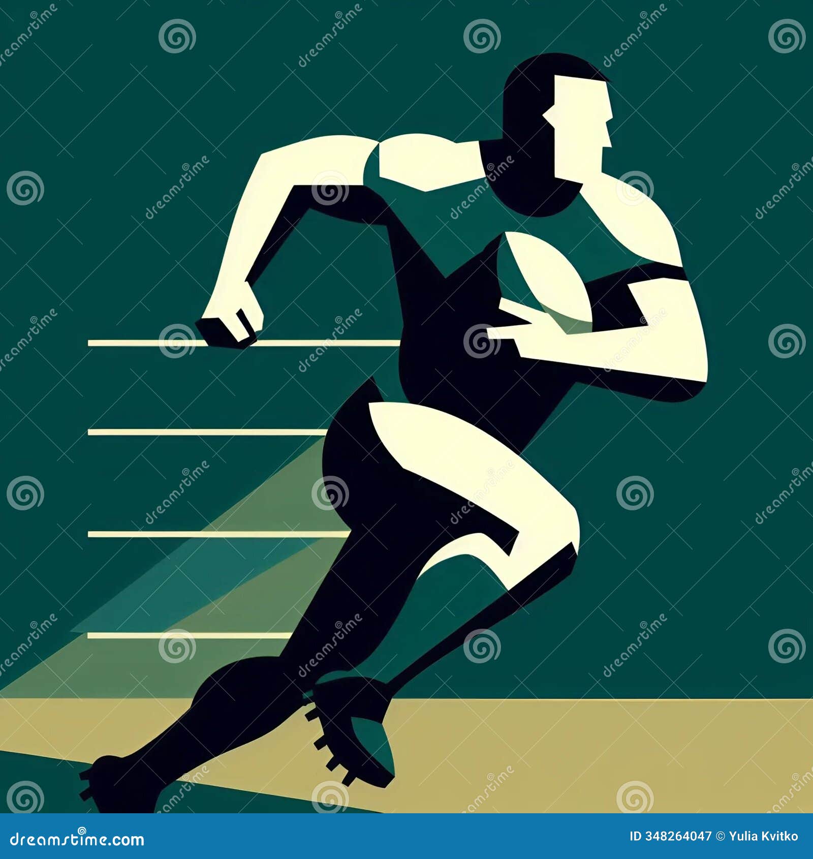 Rugby Poster. A Rugby Player Attacks With The Ball In His Hands Vector ...