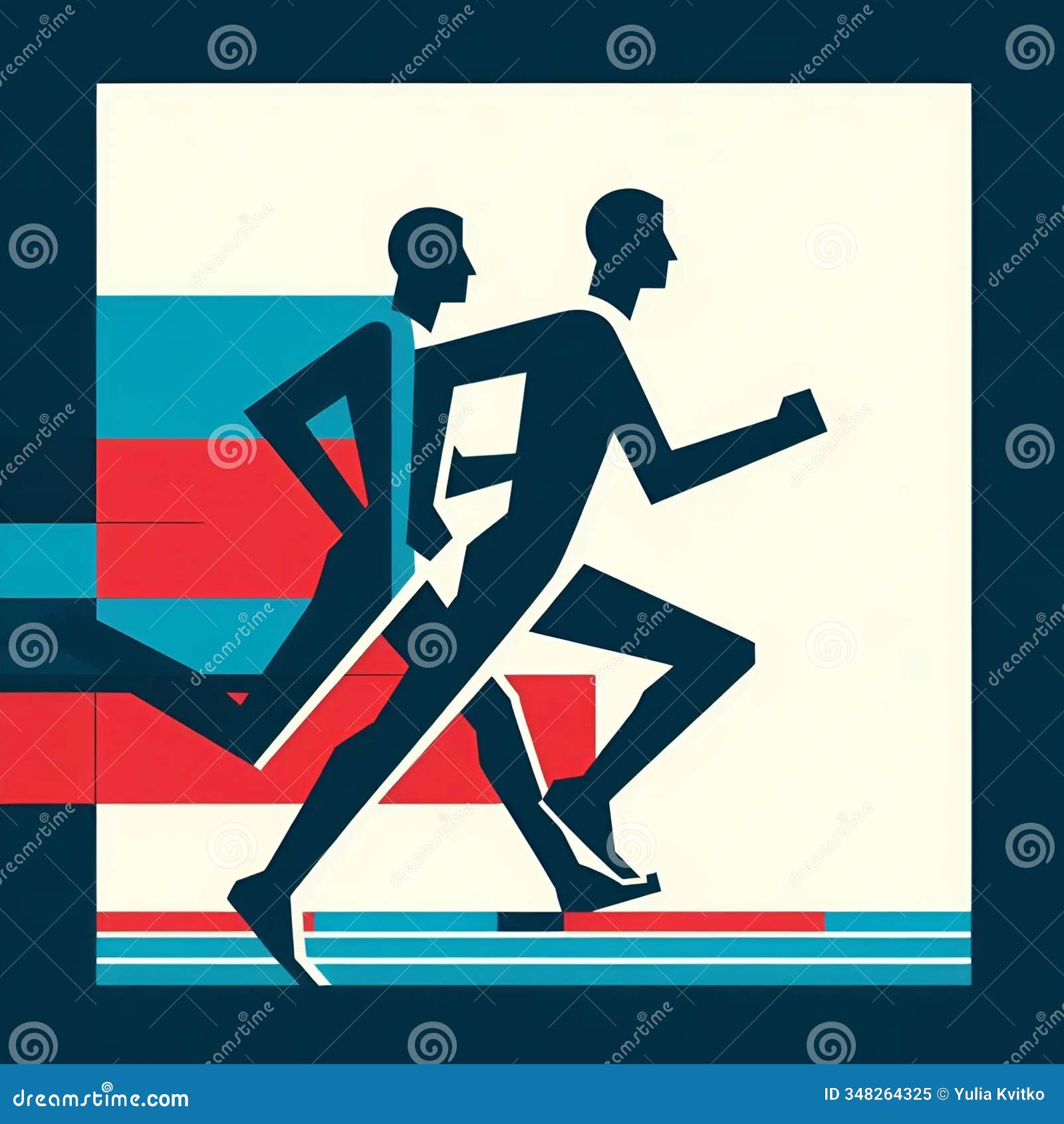 Flat Illustration of a Minimalist Running Race Poster, Using only Three ...