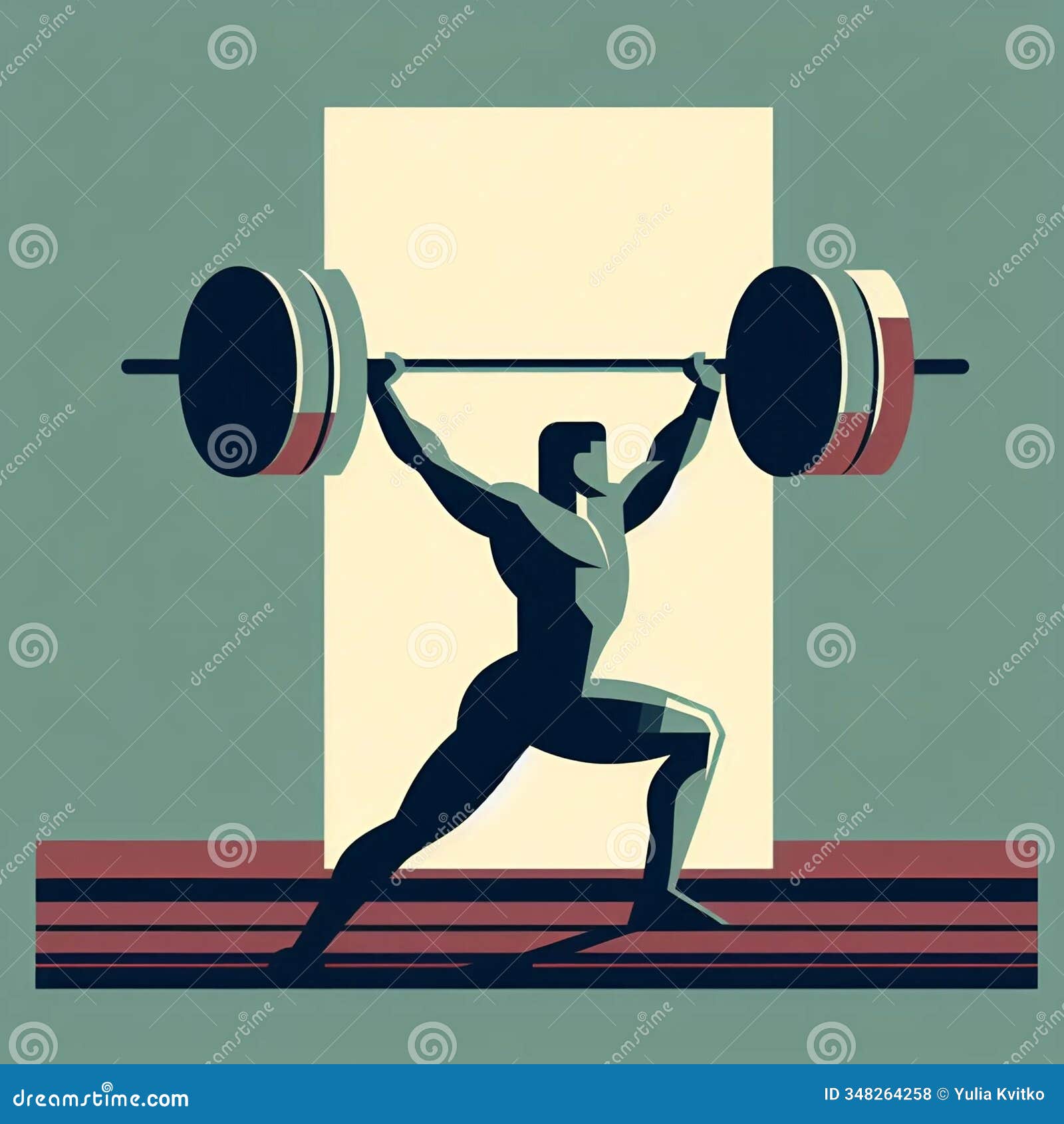 Flat Illustration of a Minimalist Weightlifting Poster, Using only ...