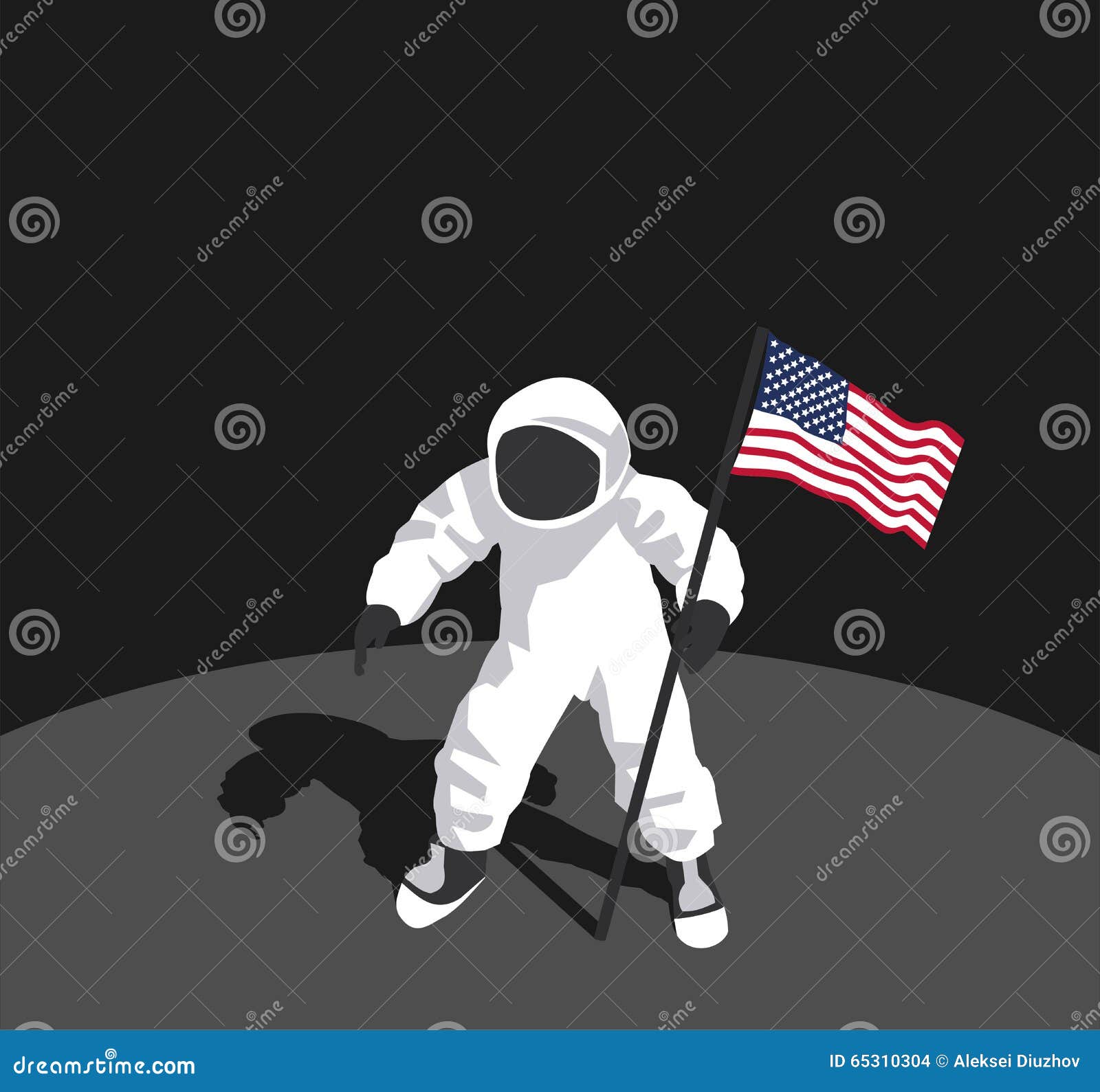 Flat Illustration of the Moon Landing Stock Vector - Illustration of ...