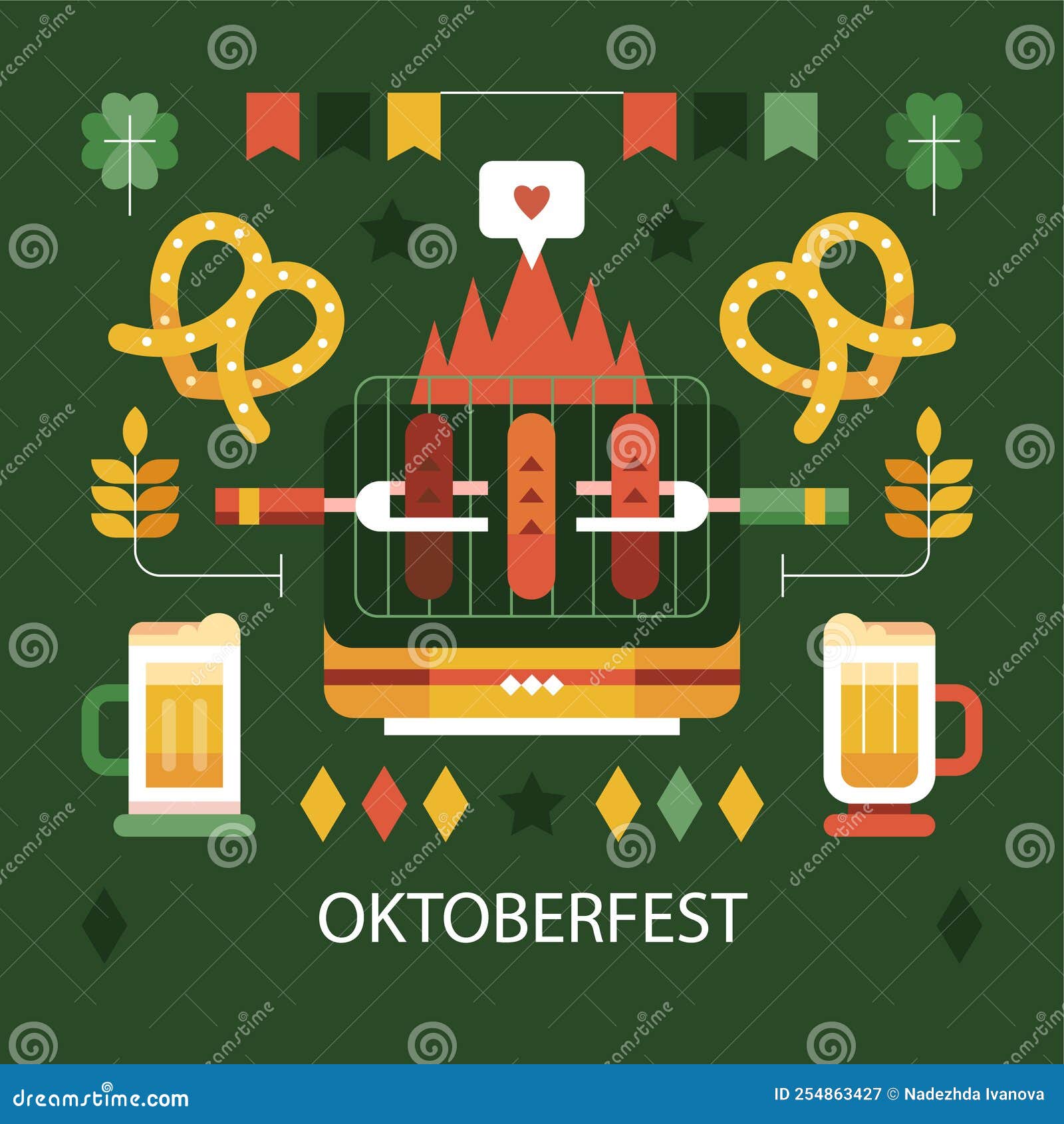 Flat Illustration for Oktoberfest Celebration Vector Illustration Stock ...