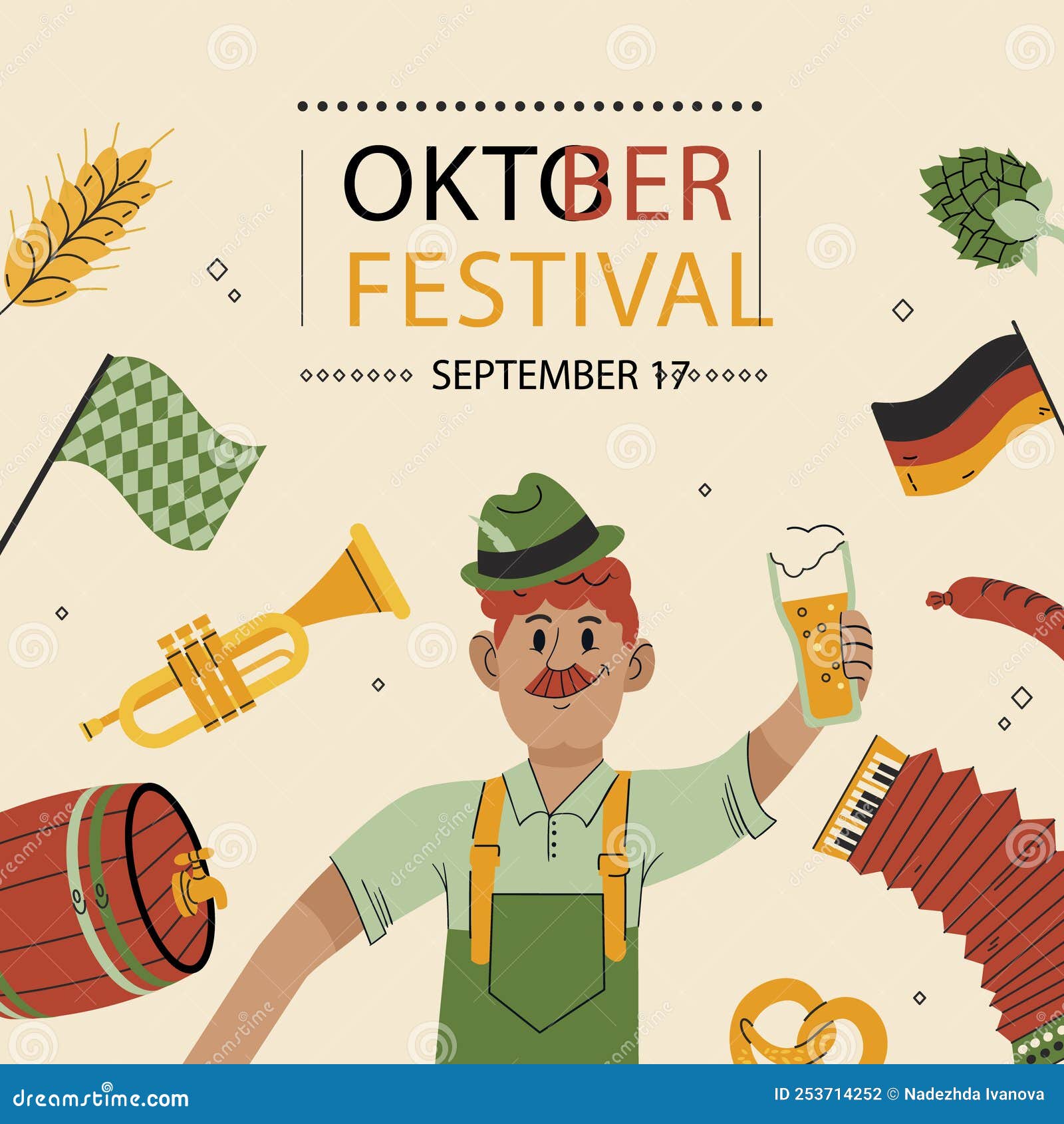 Flat Illustration for Oktoberfest Festival Vector Illustration Stock ...