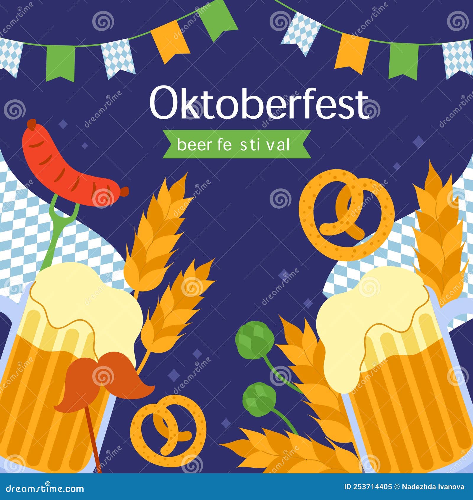 Flat Illustration for Oktoberfest Festival Vector Illustration Stock ...