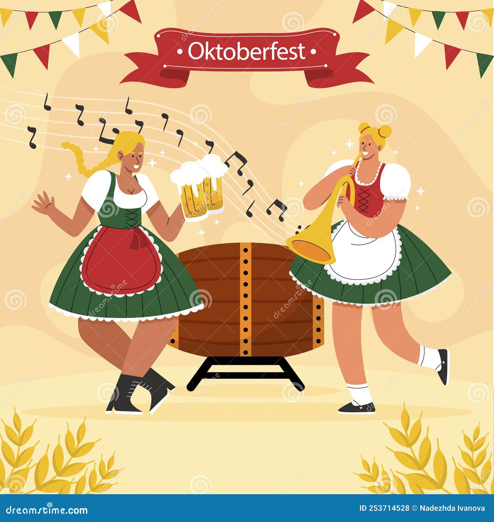 Flat Illustration for Oktoberfest Festival Vector Illustration Stock ...