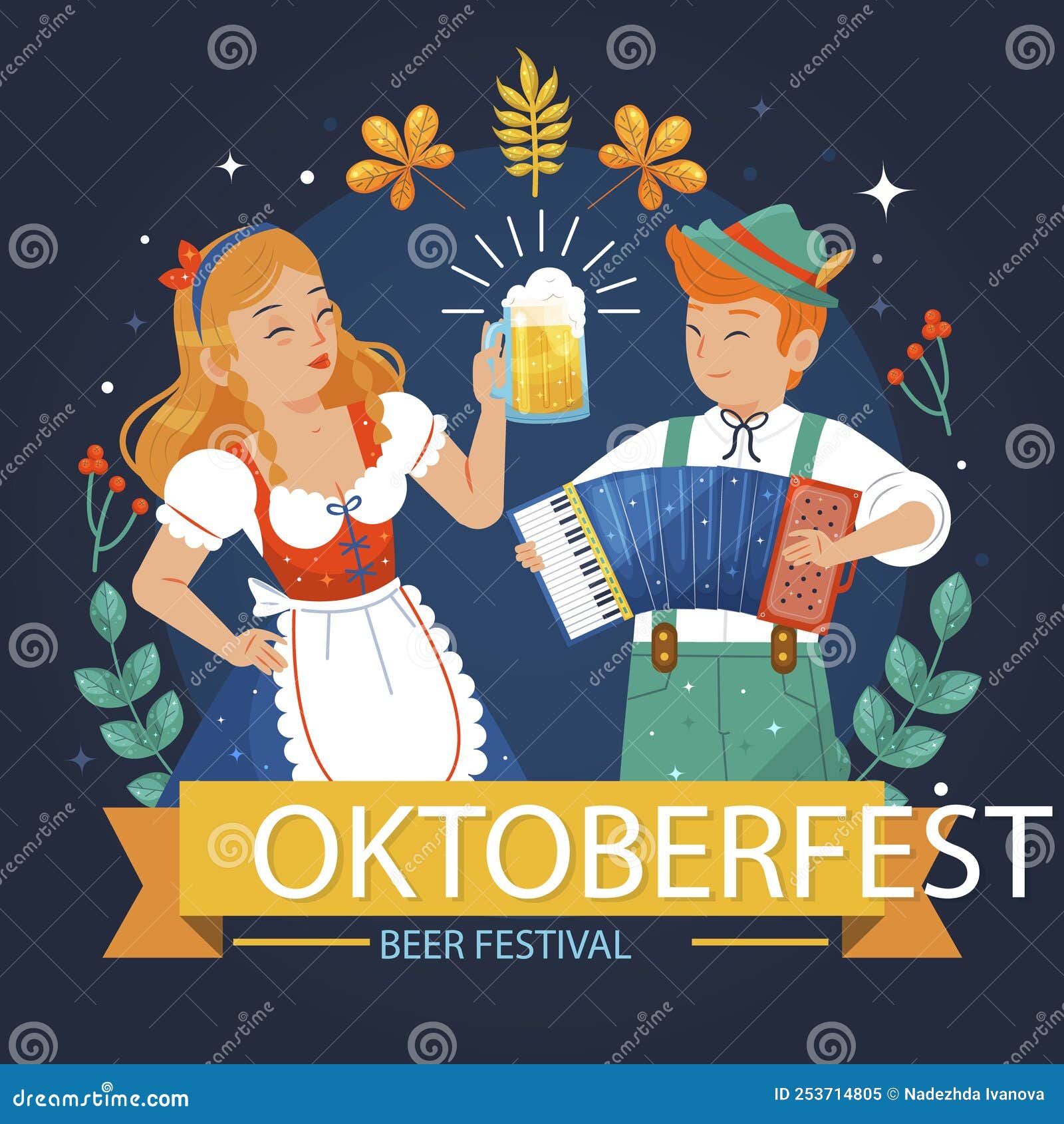 Flat Illustration for Oktoberfest Festival Vector Illustration Stock ...