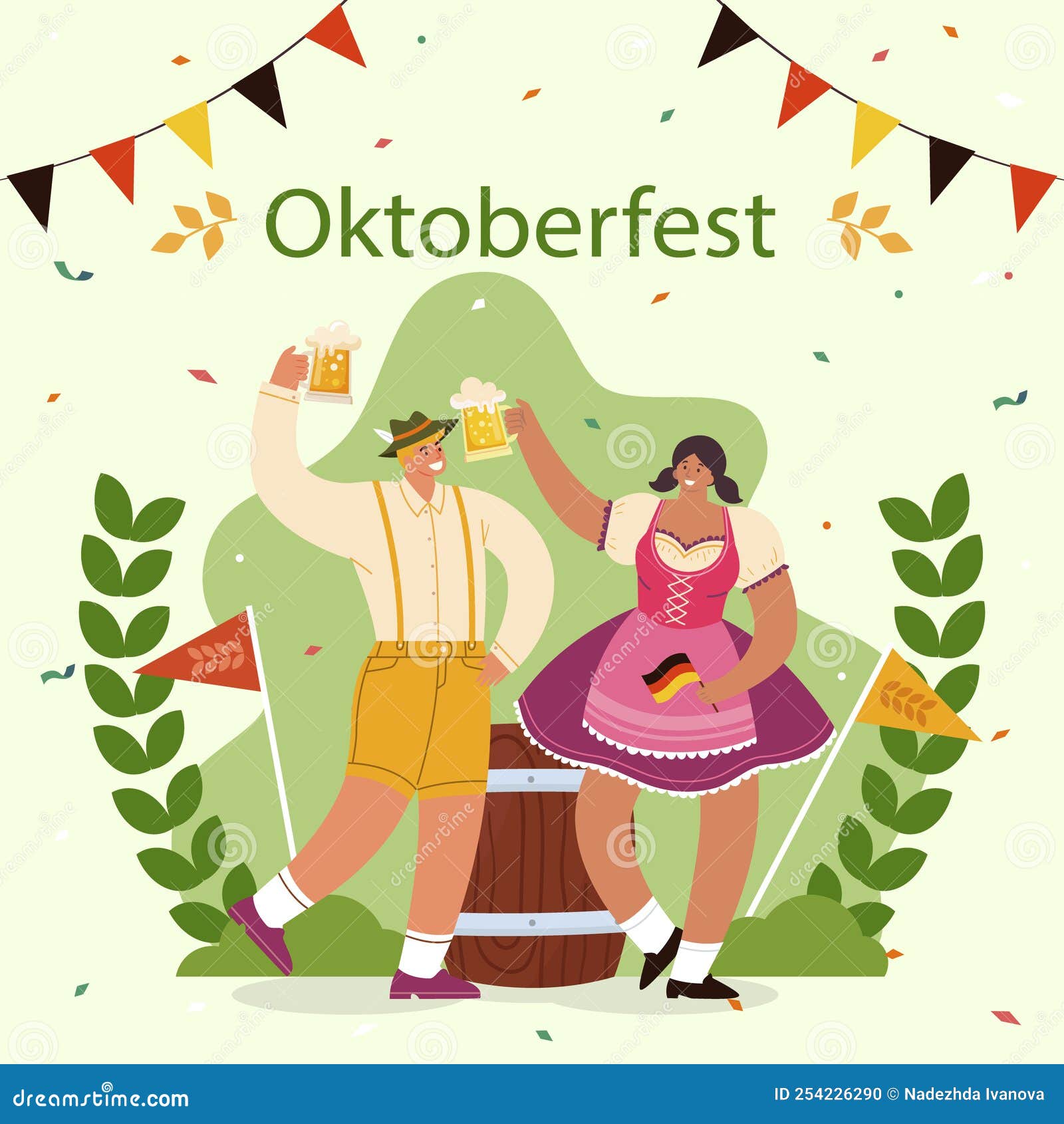 Flat Illustration for Oktoberfest Festival Vector Illustration Stock ...