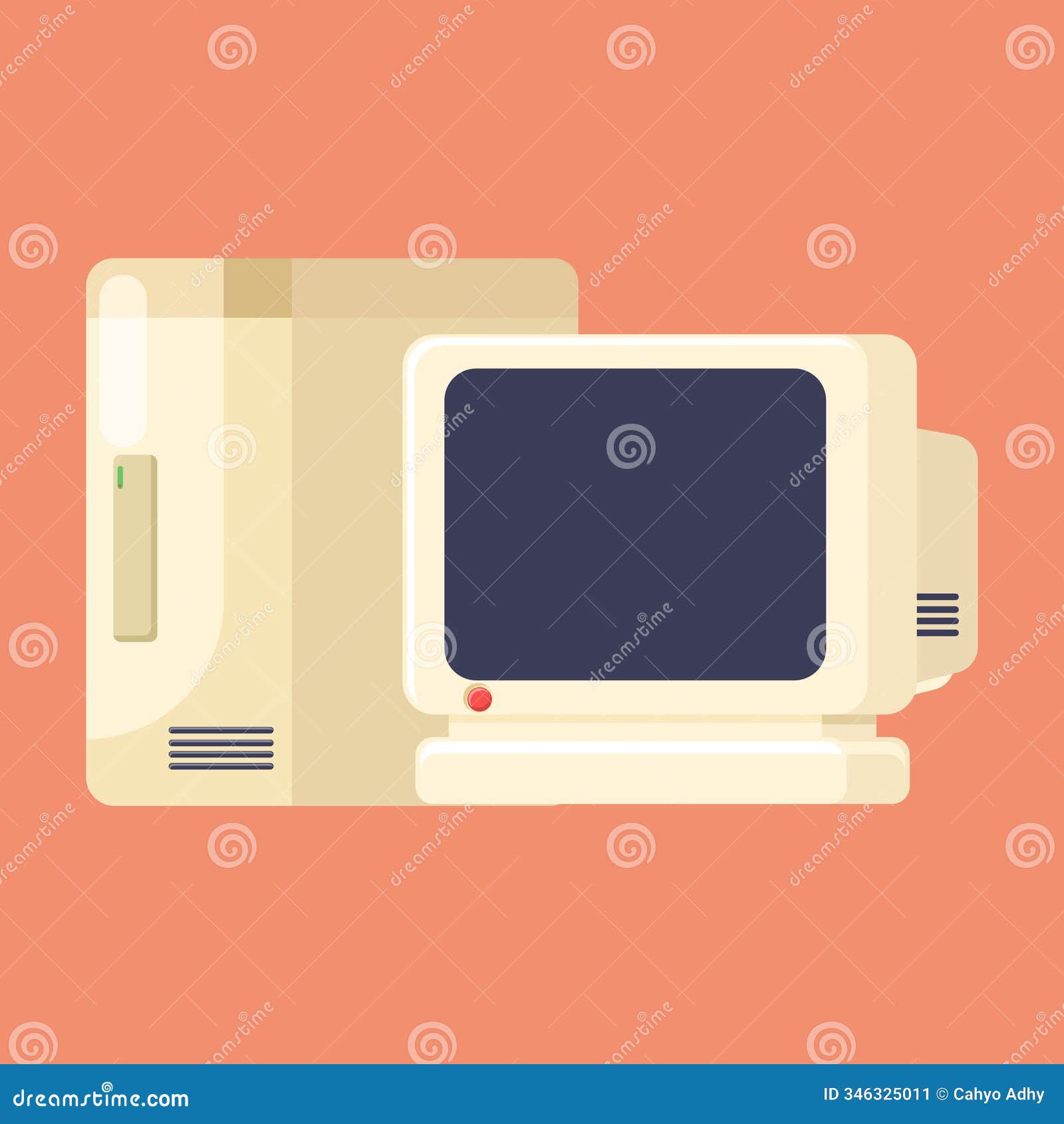 Flat Illustration Old Computer Style, Old School Style, Pc Desktop ...